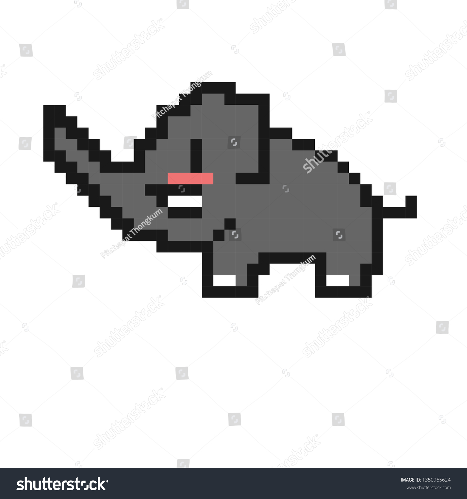Pixel Art Elephant: vector de stock (libre de regalías) 1350965624 ...