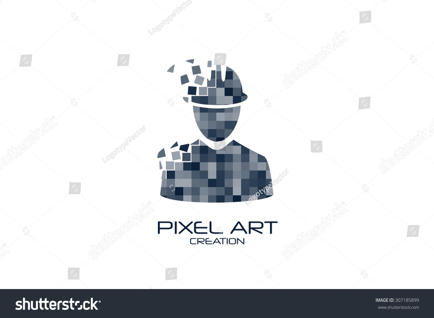 Pixel Art Engineer Logo On White: vector de stock (libre de regalías ...