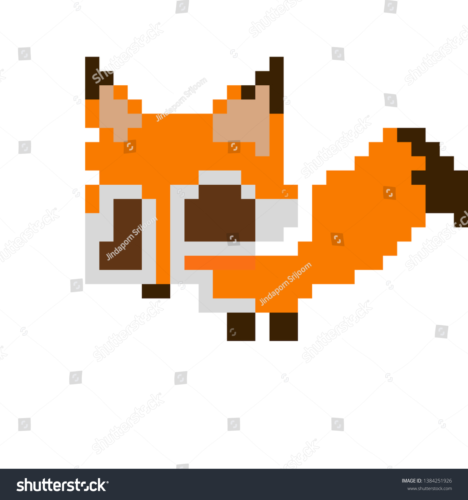 Vektor Stok Pixel Art Fox Version Cartoon (Tanpa Royalti) 1384251926 ...