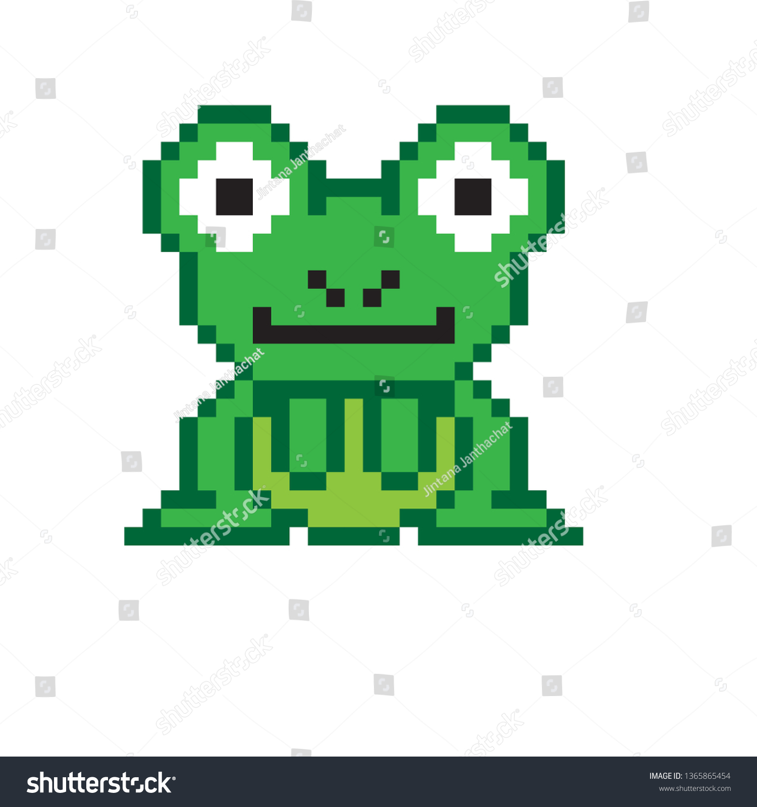 Pixel Art Frog: vector de stock (libre de regalías) 1365865454 ...