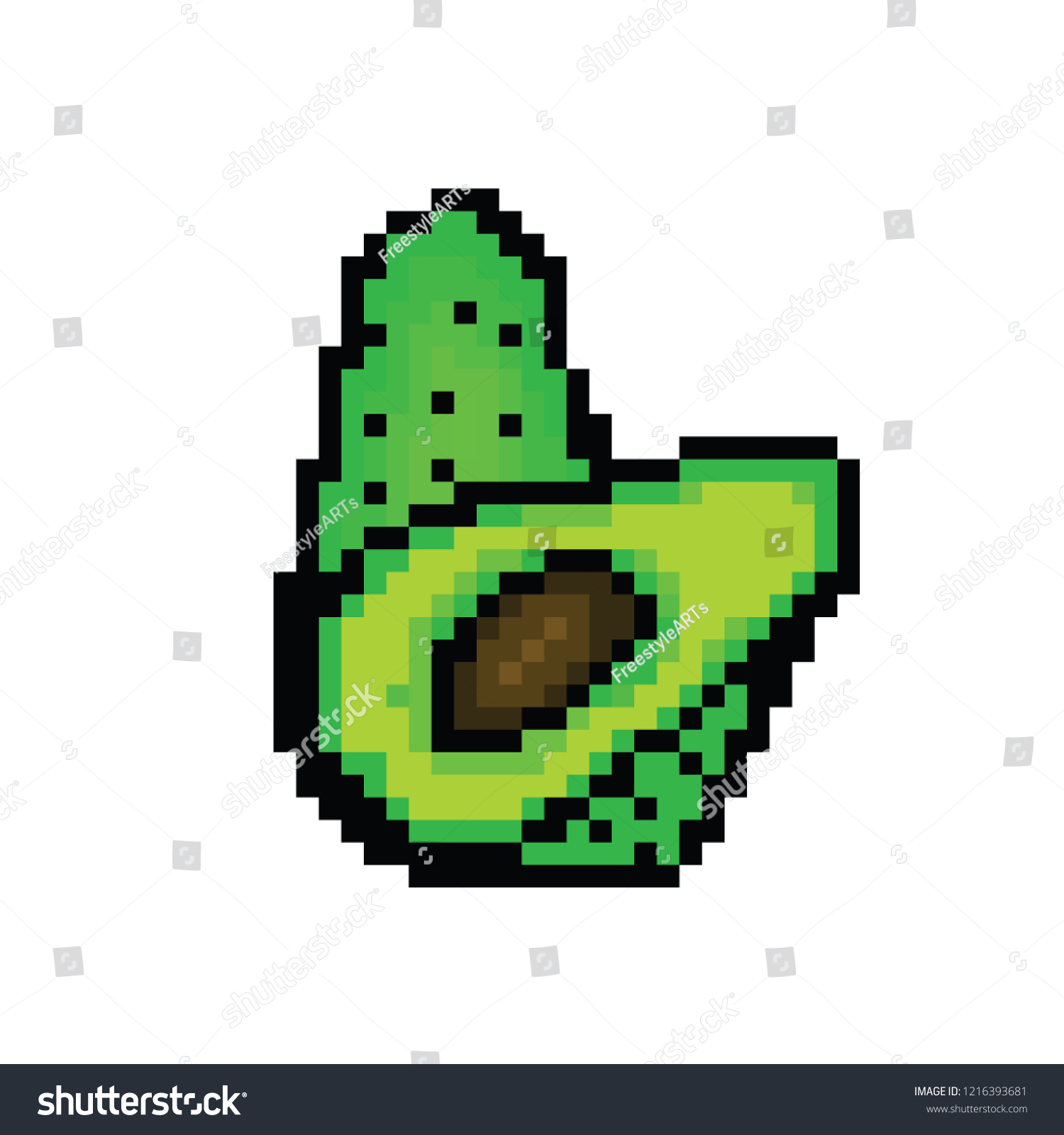 Pixel Art Fruit Avocado Stock Vector (Royalty Free) 1216393681