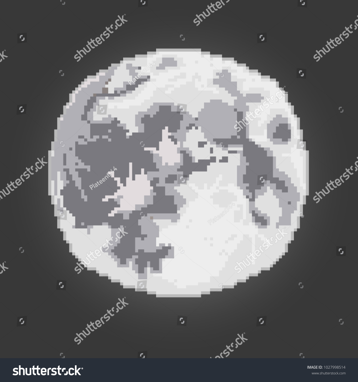Pixel Art Full Moon Icon Stock Vector (Royalty Free) 1027998514