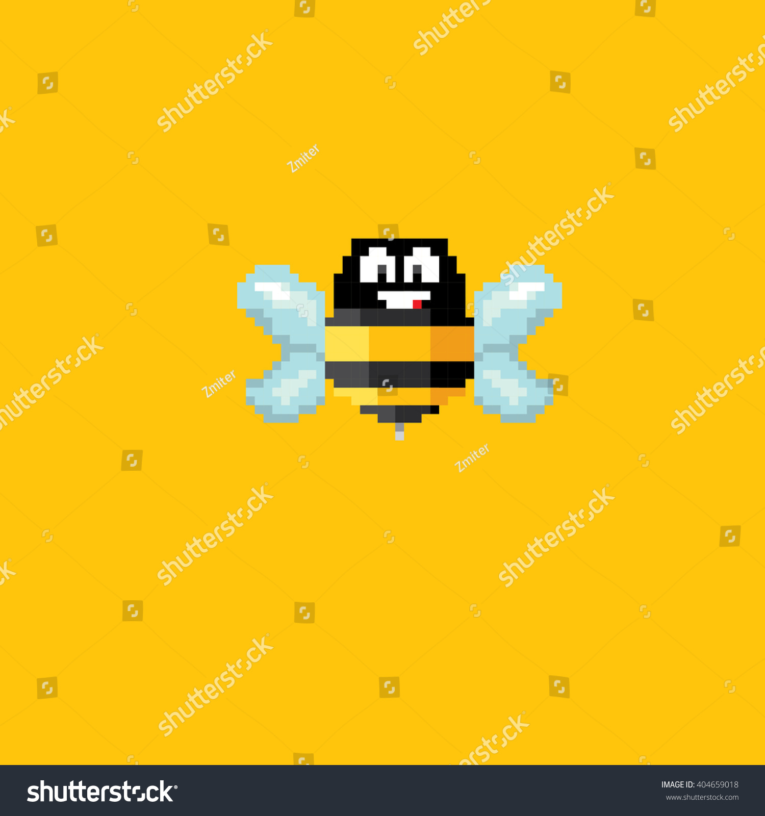 Pixel Art Funny Bee On Orange Stock Vector (Royalty Free) 404659018 ...