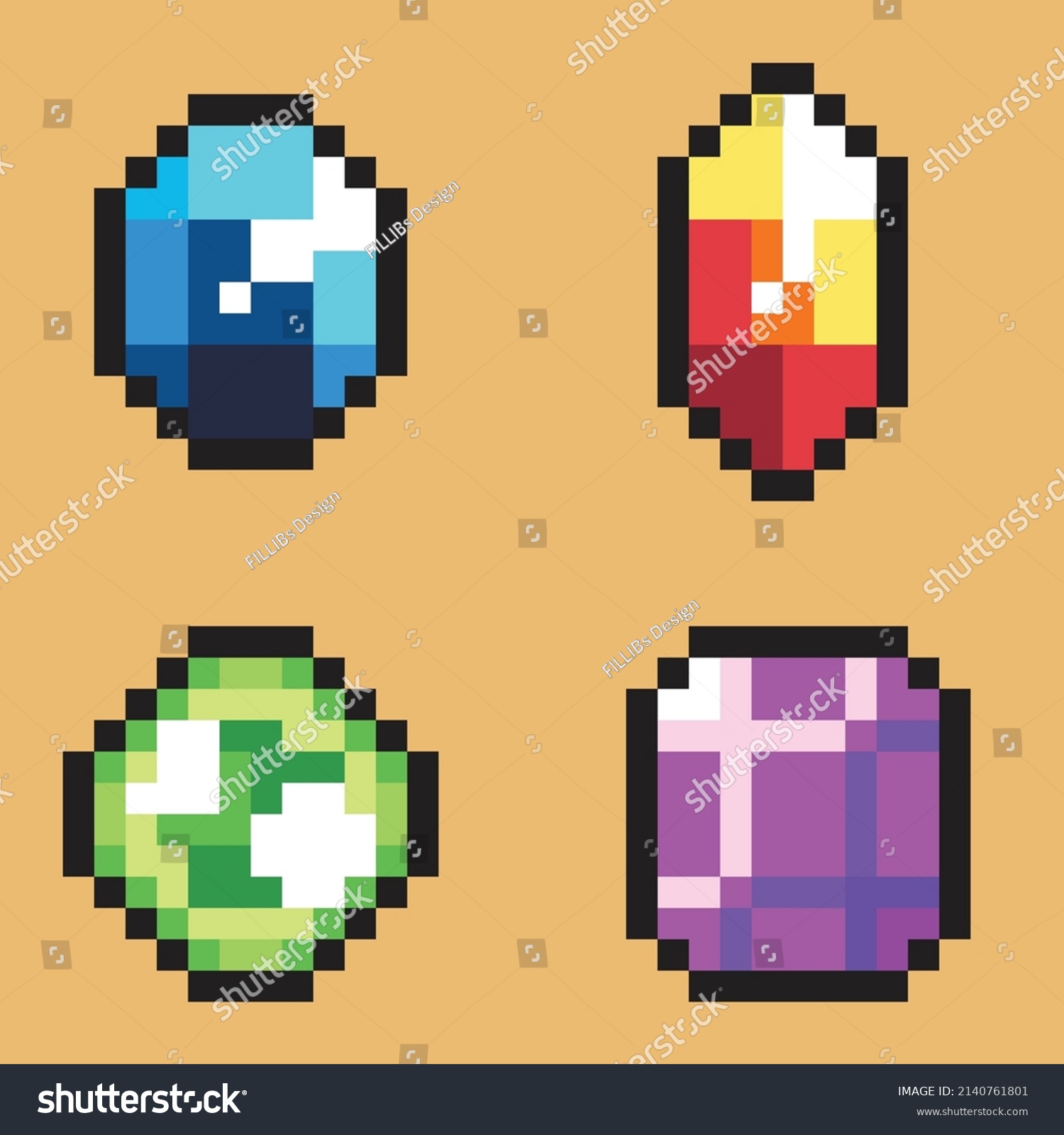 Pixel Art Gem Rpg Game Stock Vector (Royalty Free) 2140761801 ...