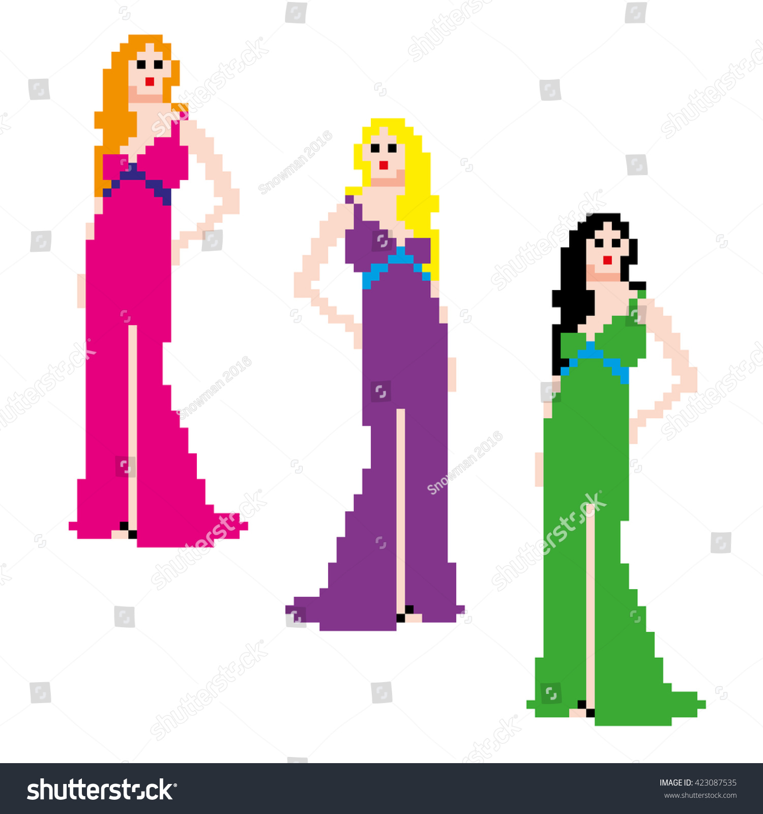 Pixel Art Girl: Vector có sẵn (miễn phí bản quyền) 423087535 | Shutterstock