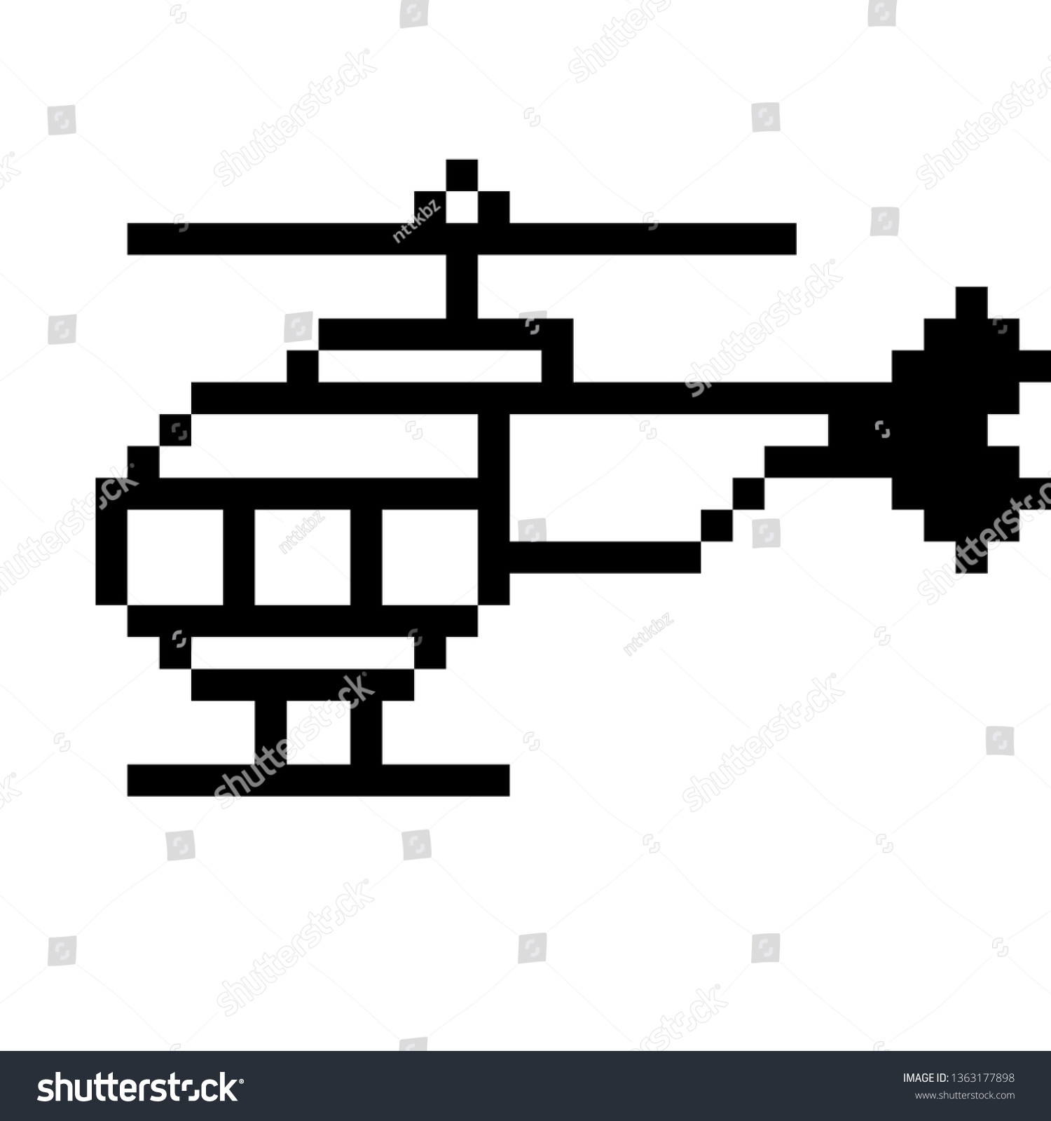 Pixel Art Helicopter Stock Vector (Royalty Free) 1363177898