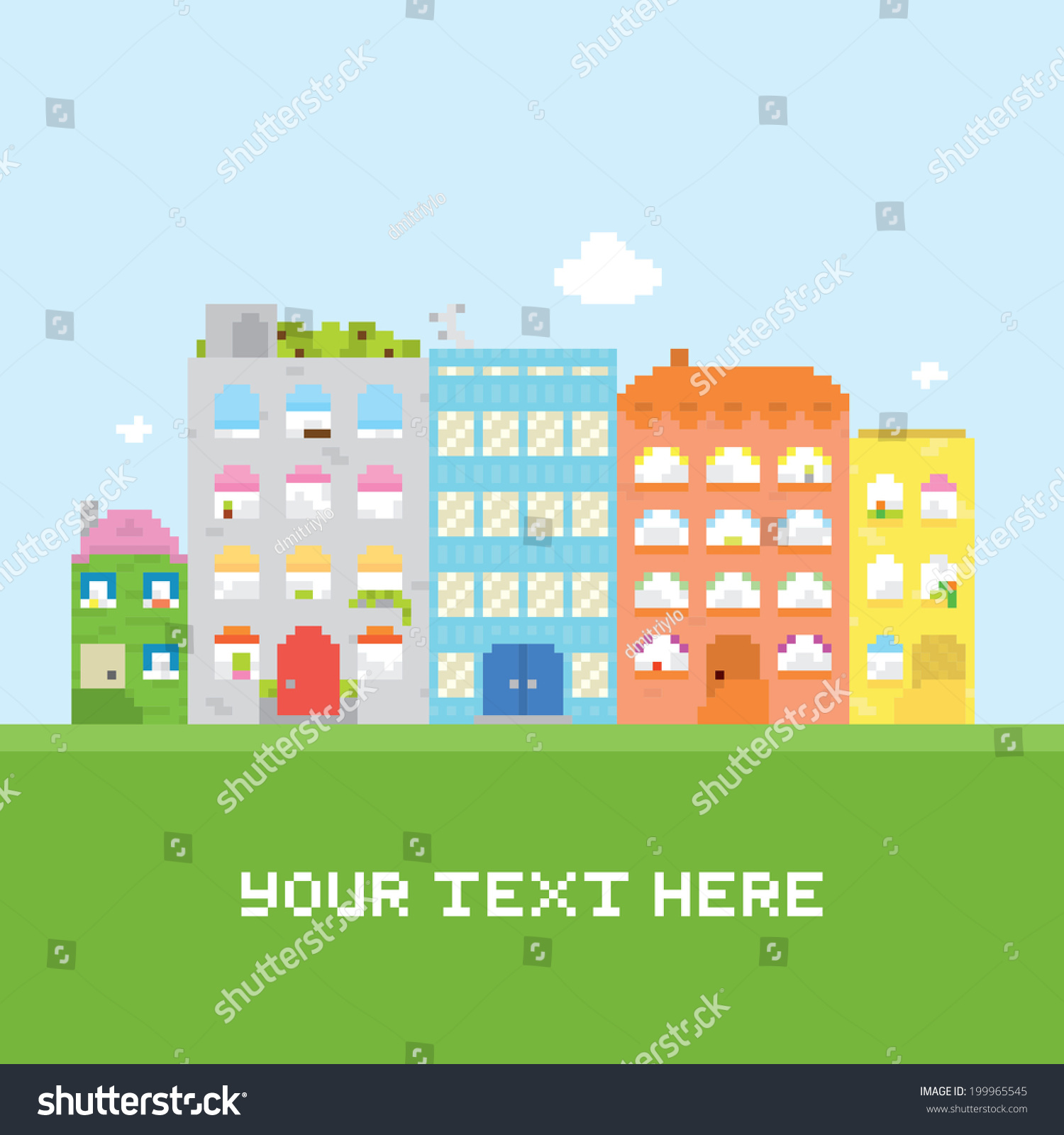 Pixel Art House Vector Set Card: เวกเตอร์สต็อก (ปลอดค่าลิขสิทธิ์ ...