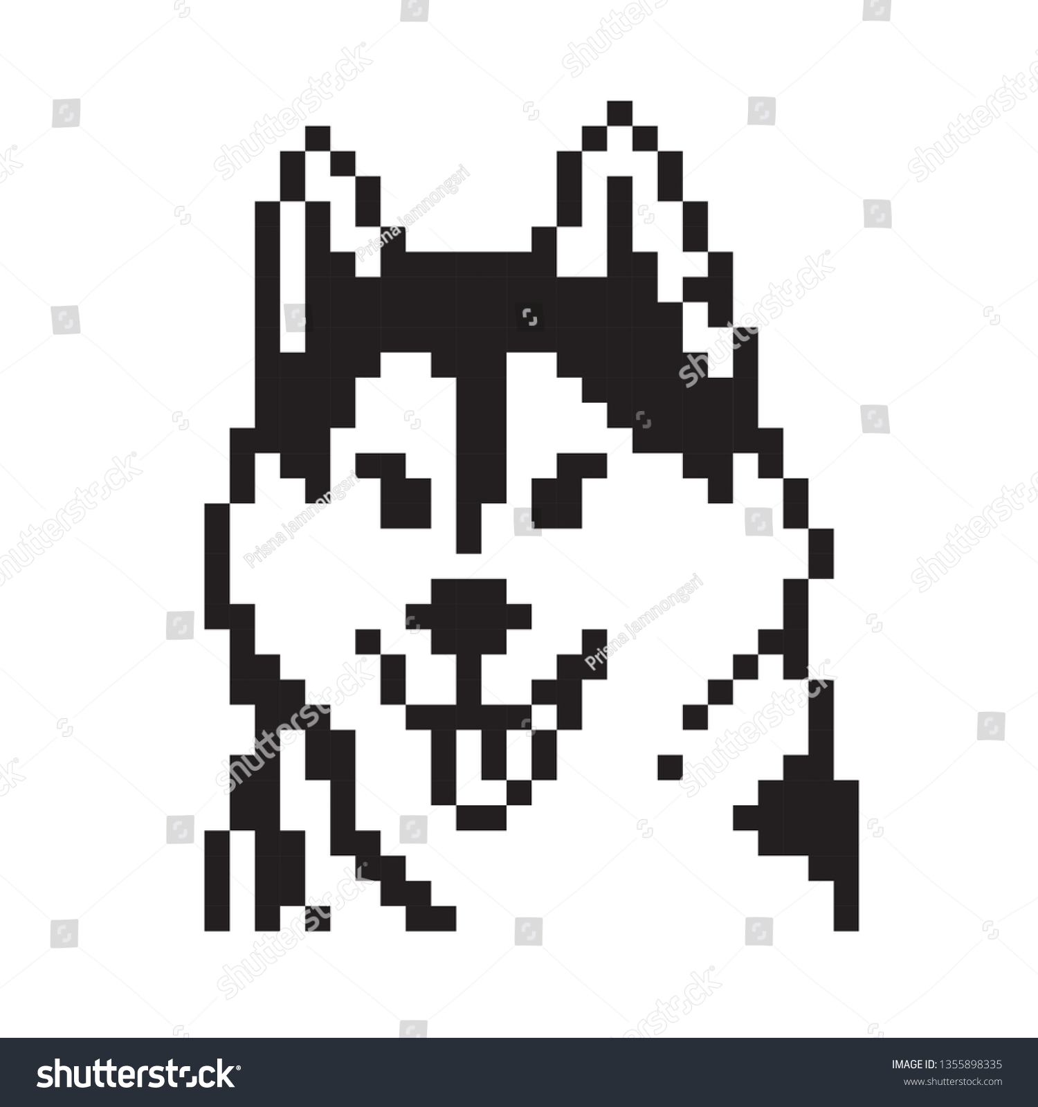 Pixel Art Husky: vector de stock (libre de regalías) 1355898335 | Shutterstock