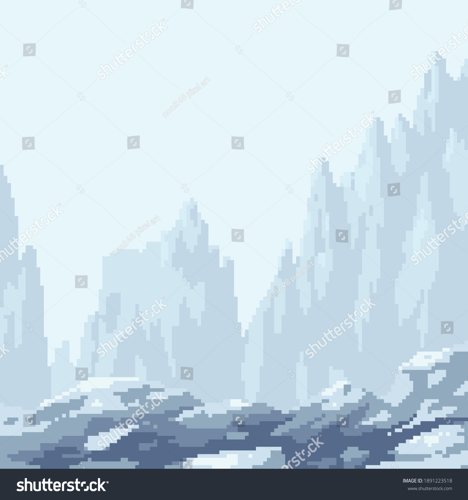Pixel Art Iceberg Square Background Stock Vector (Royalty Free) 1891223518