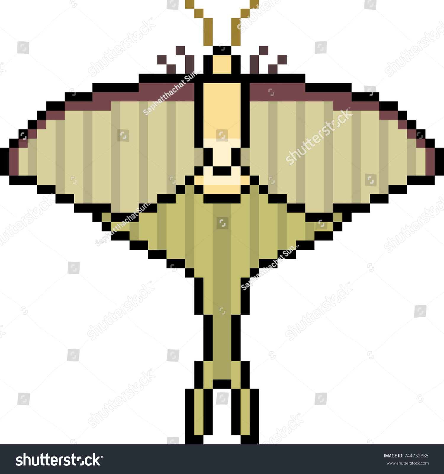 Pixel Art Insect Moth Isolated Stock Vector (Royalty Free) 744732385 ...