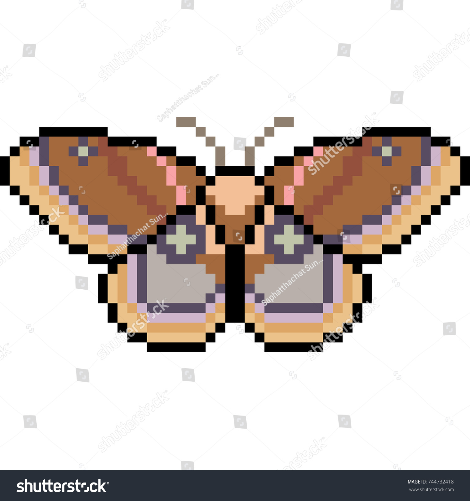 Pixel Art Insect Moth Isolated Stock Vector (Royalty Free) 744732418 ...