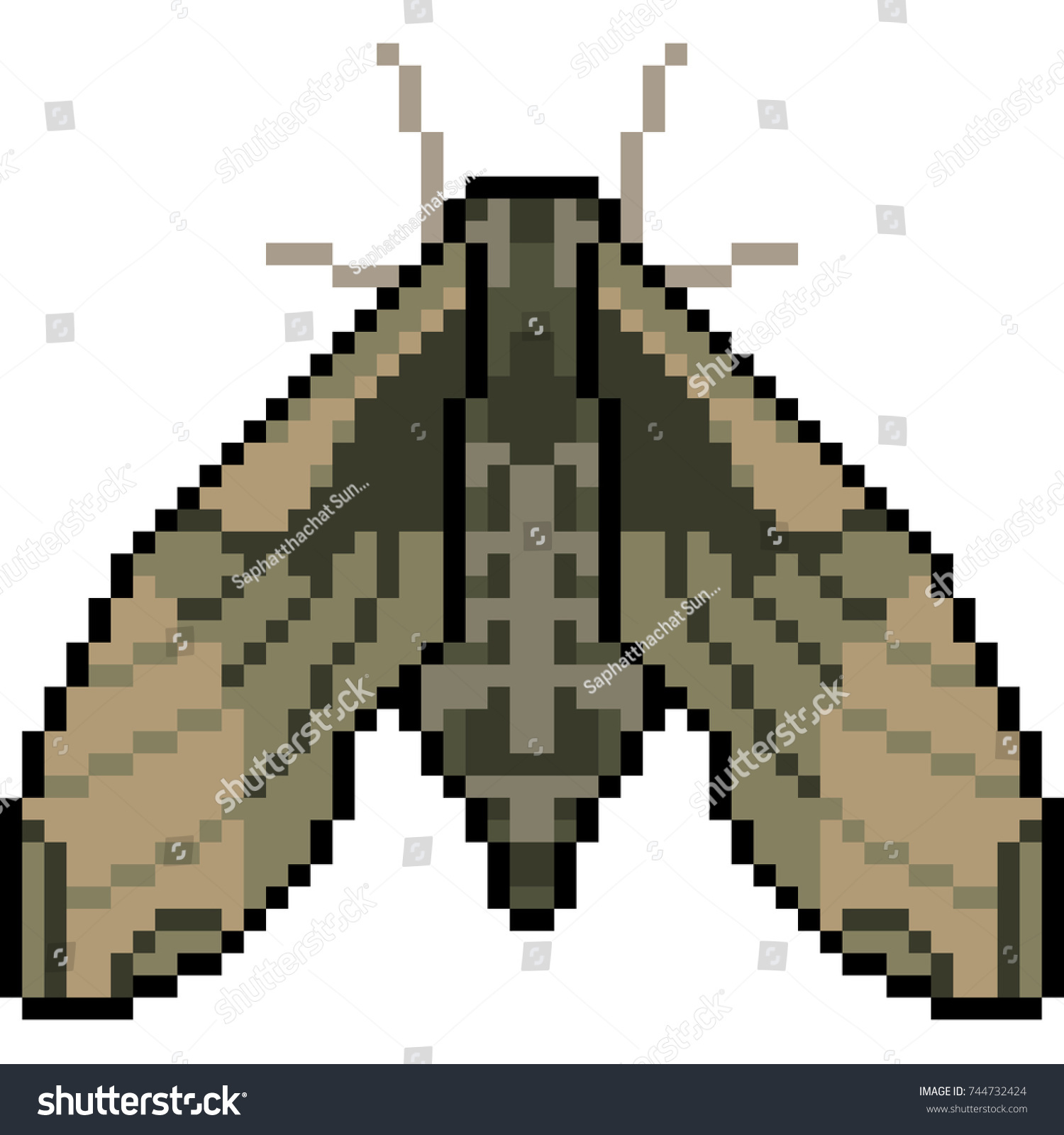 Pixel Art Insect Moth Isolated: vector de stock (libre de regalías ...