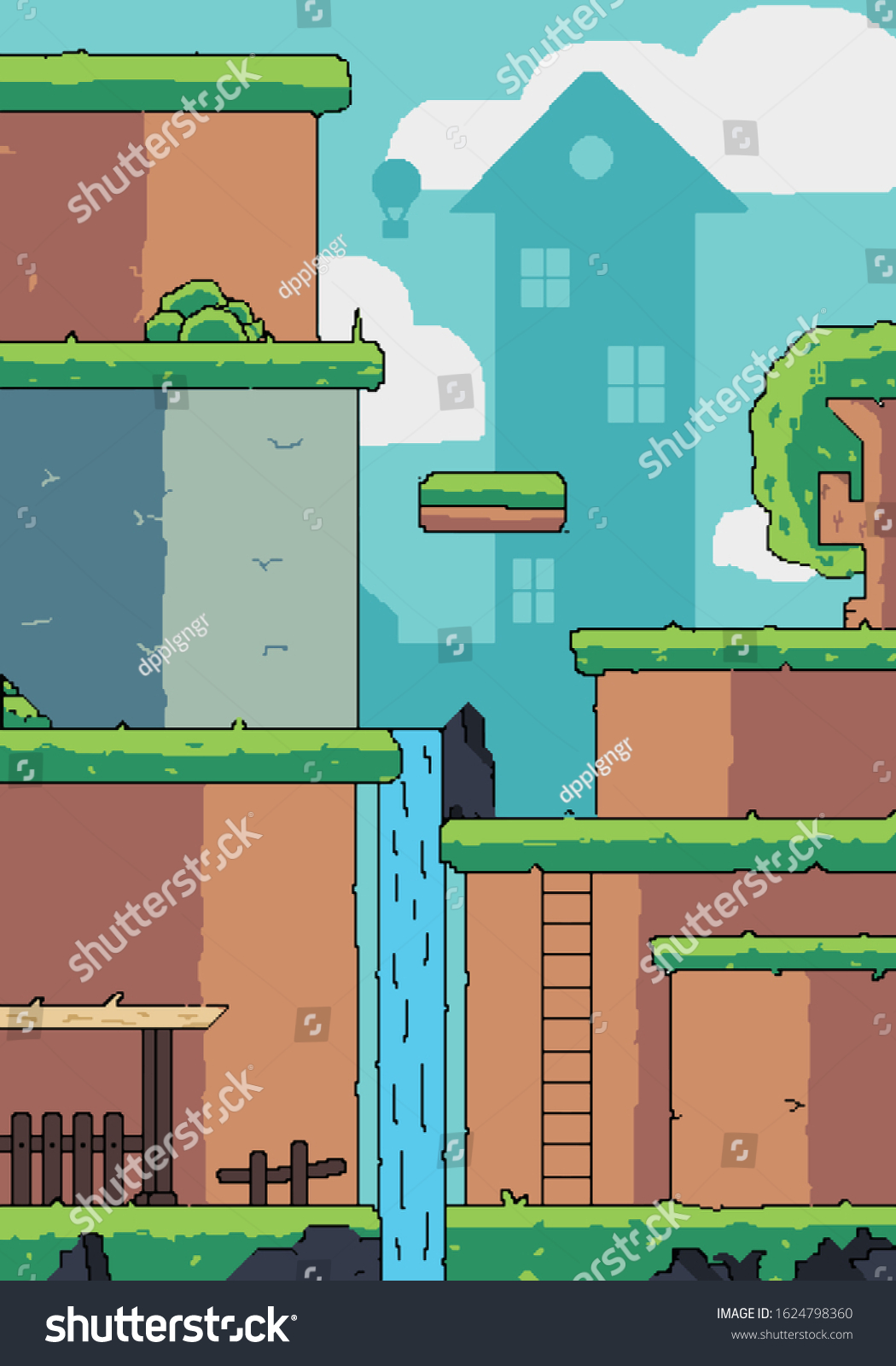 Pixel Art Landscape Arcade Vector Eps Stock Vector (Royalty Free ...