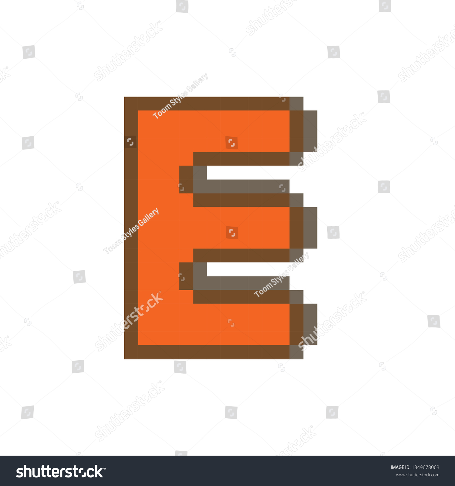 Pixel Art Letter E On White Stock Vector (Royalty Free) 1349678063