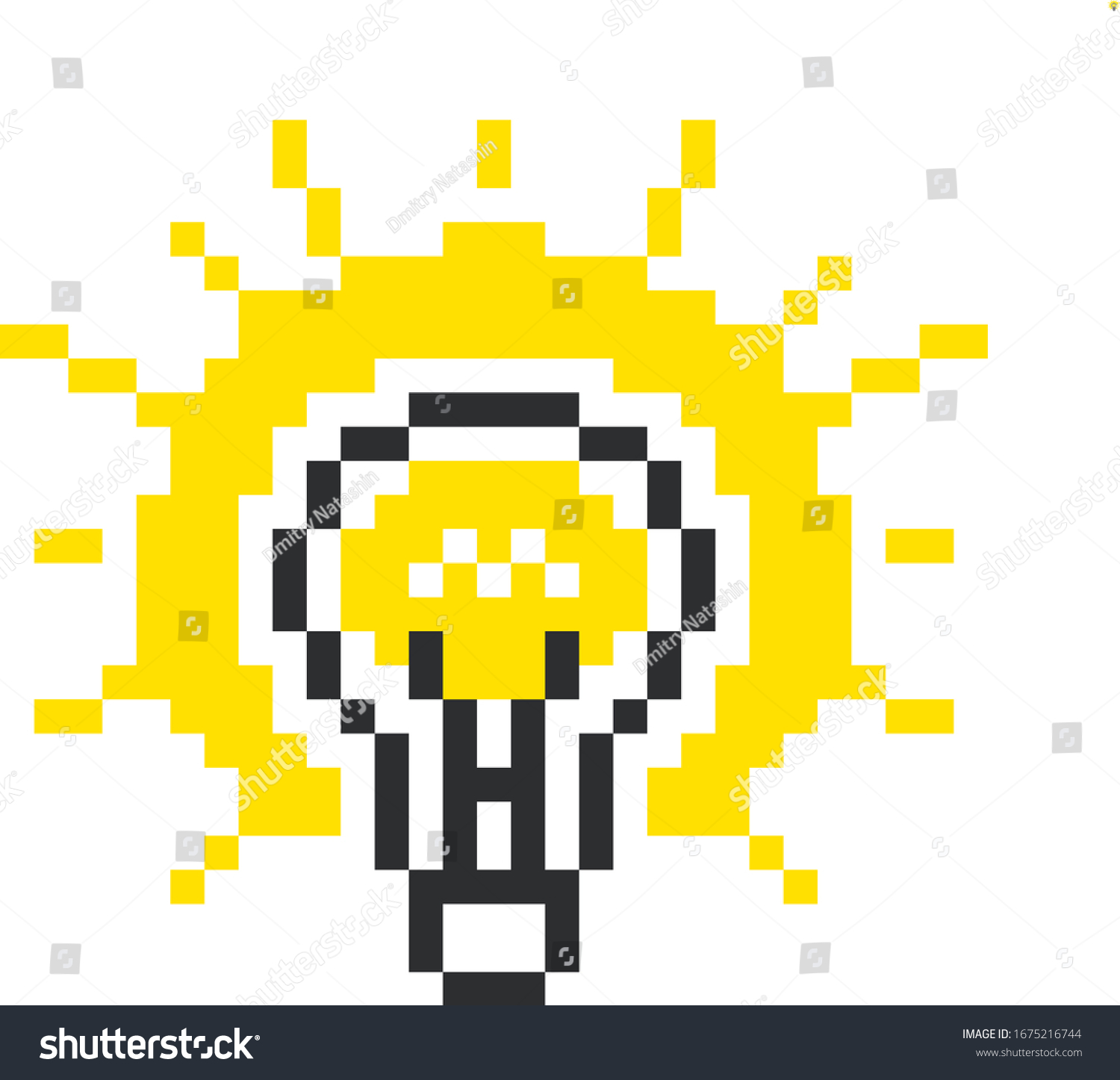 Pixel Art Light Bulb Vector Illustration Stok Vektör (Telifsiz ...