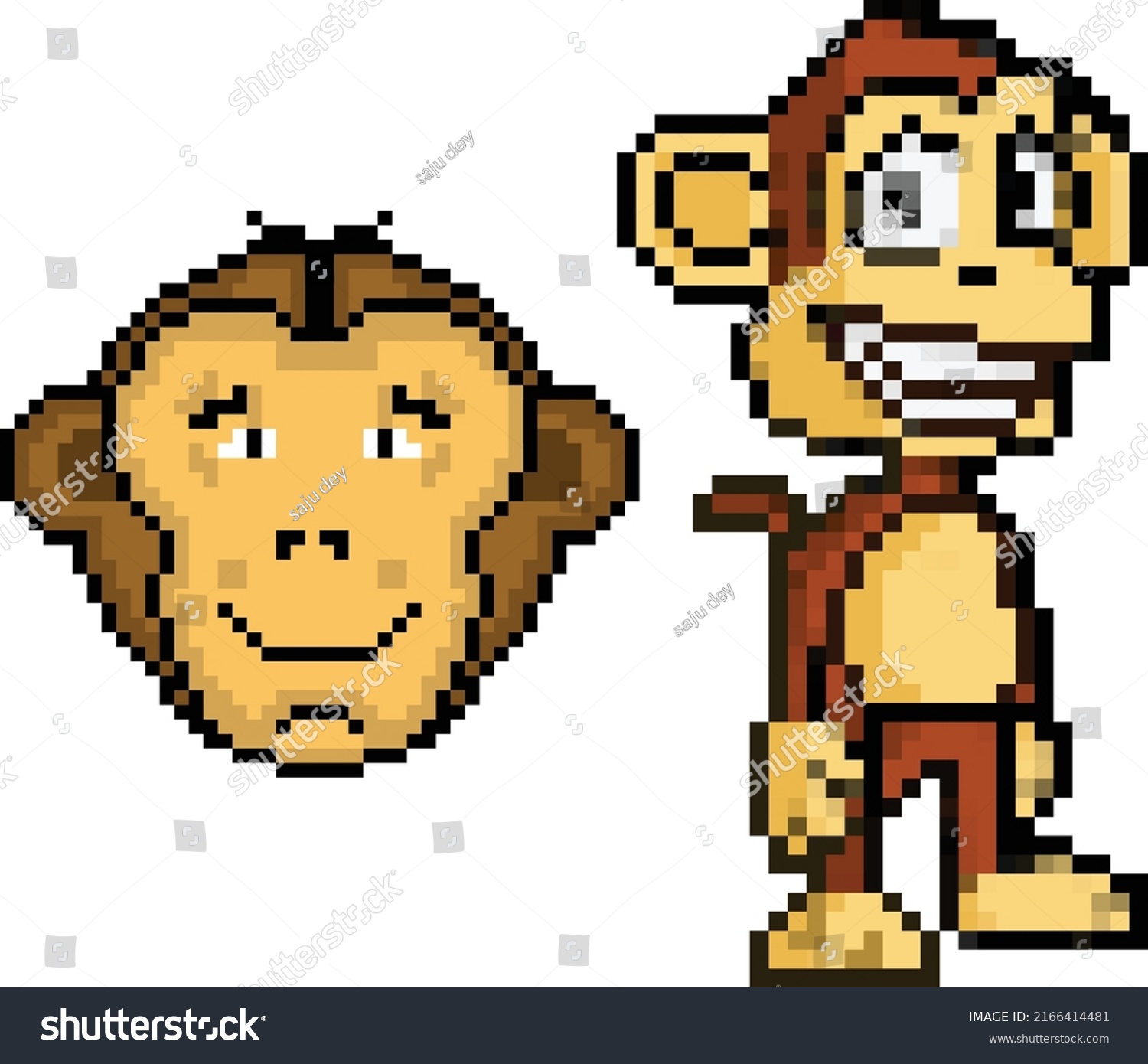 Pixel Art Monkey Modern Pixel Design Stock Vector (Royalty Free ...