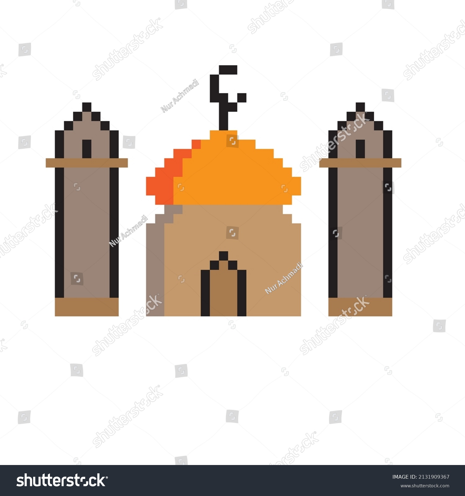 Pixel Art Mosque Two Minarets Stock Vector (Royalty Free) 2131909367 ...