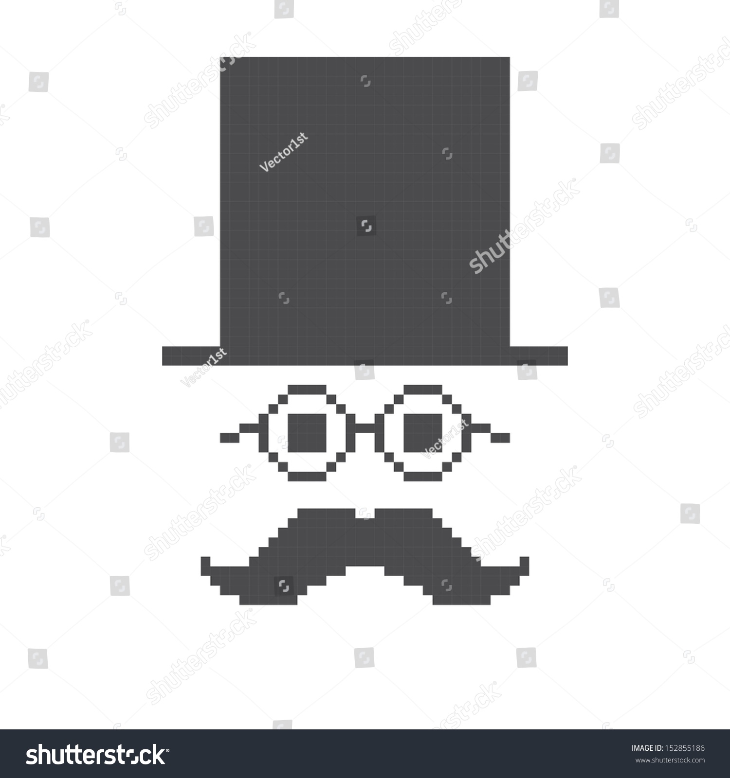 Pixel Art Mustache Guy Hat Stock Vector (Royalty Free) 152855186 ...