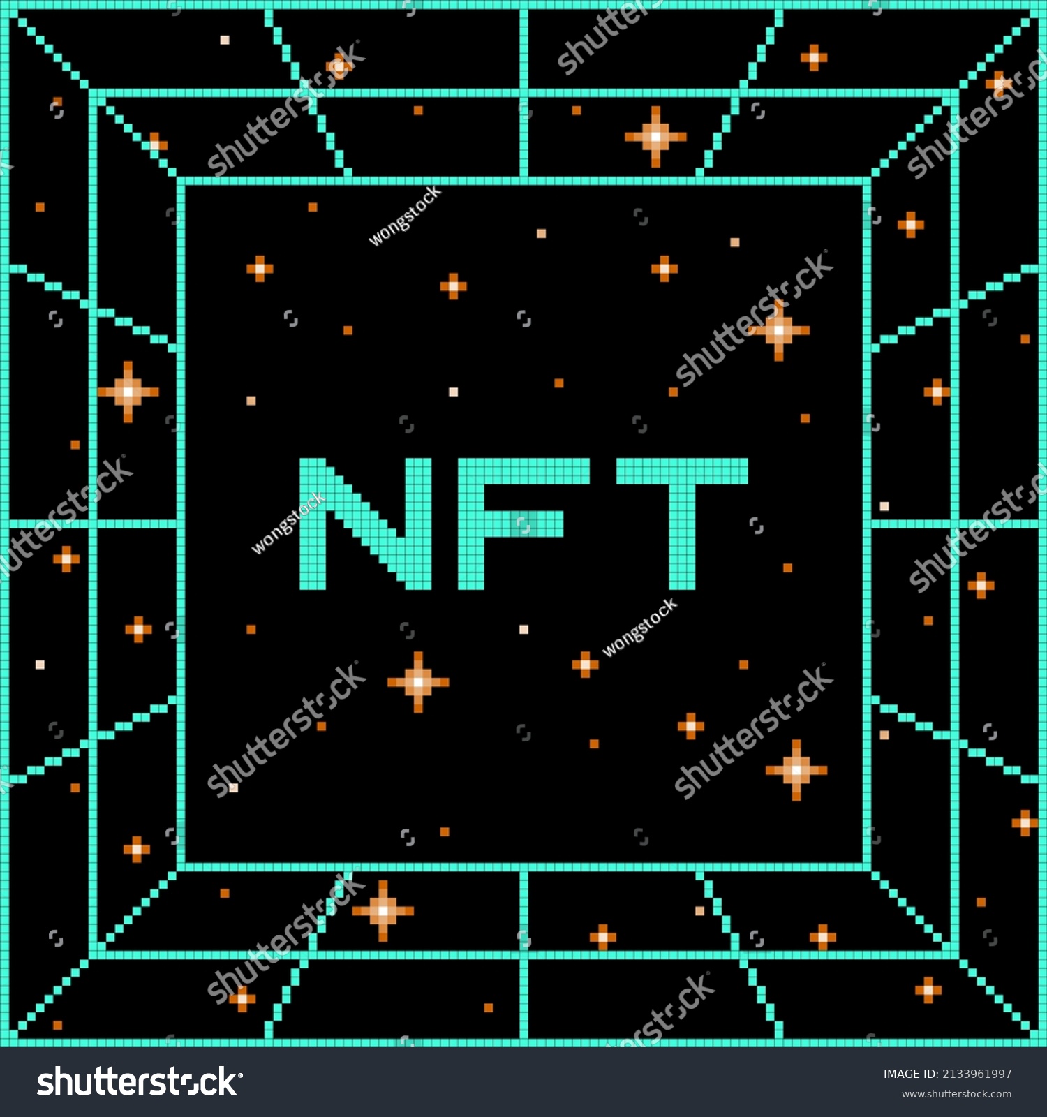 Pixelart Nft Message On Space Background 库存矢量图（免版税）2133961997 ...