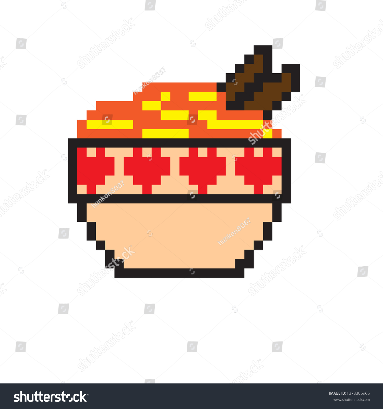 Pixel Art Noodle: vector de stock (libre de regalías) 1378305965 ...