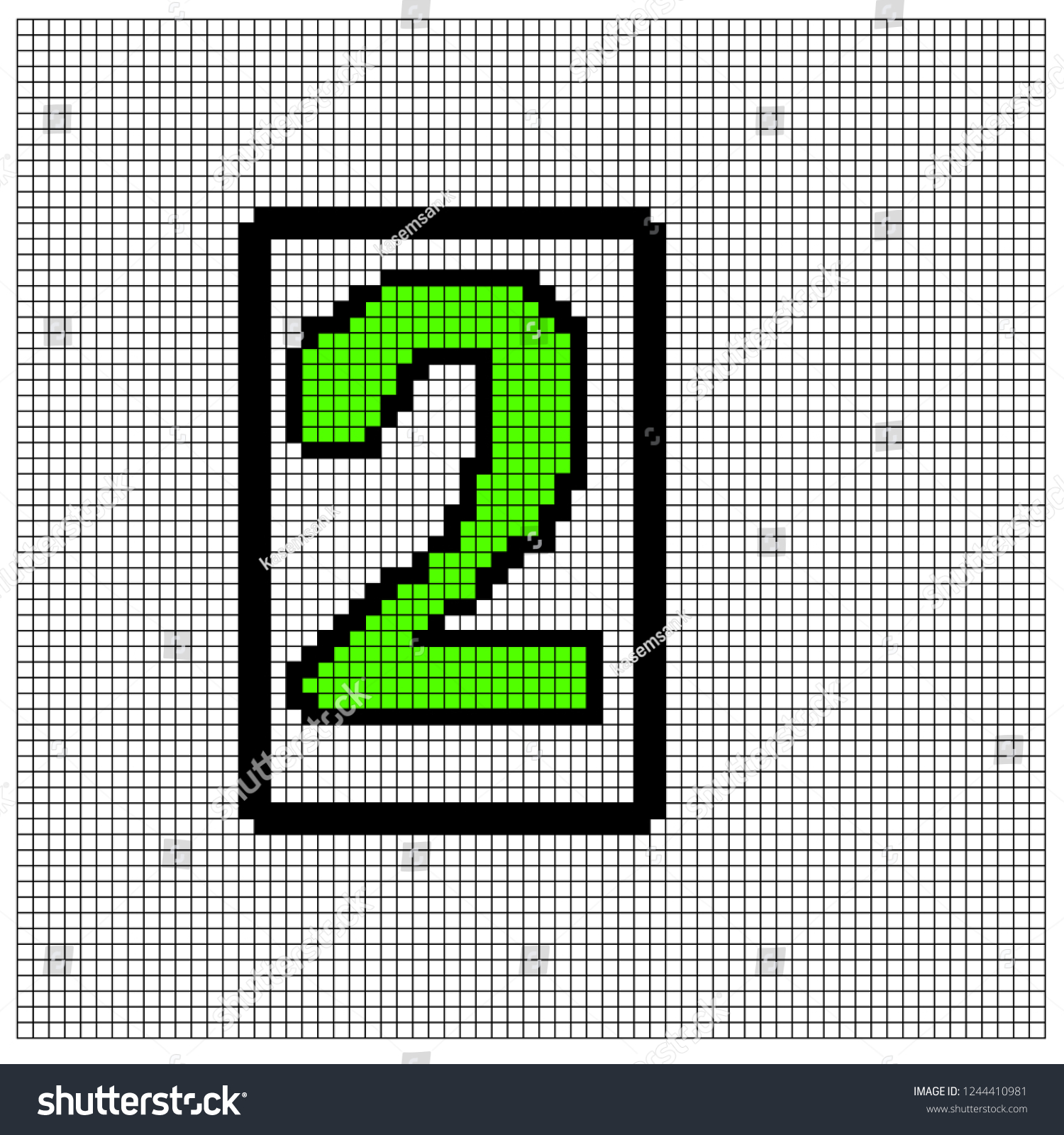 Pixel Art Number 2 Stock Vector (Royalty Free) 1244410981