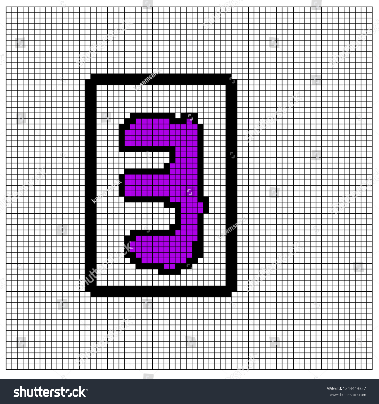Pixel Art Number 3 Stock Vector (Royalty Free) 1244449327