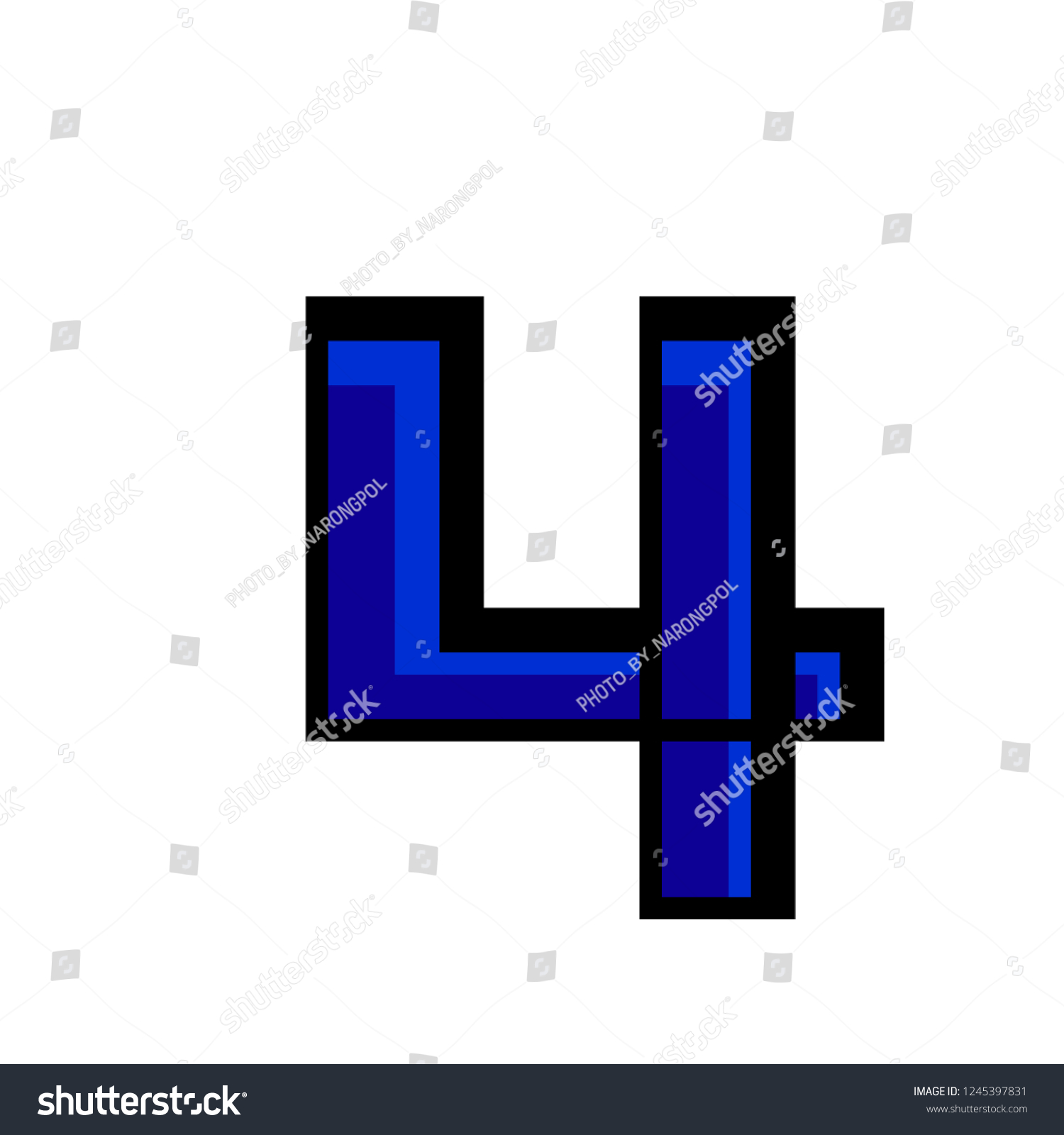 Pixel Art Number 4 Stock Vector (Royalty Free) 1245397831