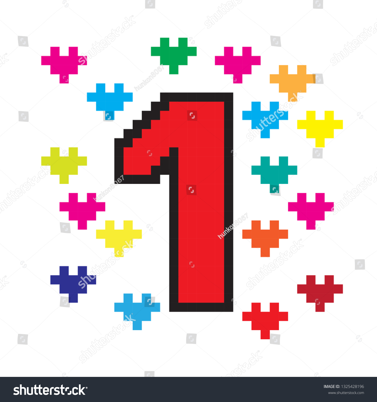Pixel Art Number One Stock Vector (Royalty Free) 1325428196