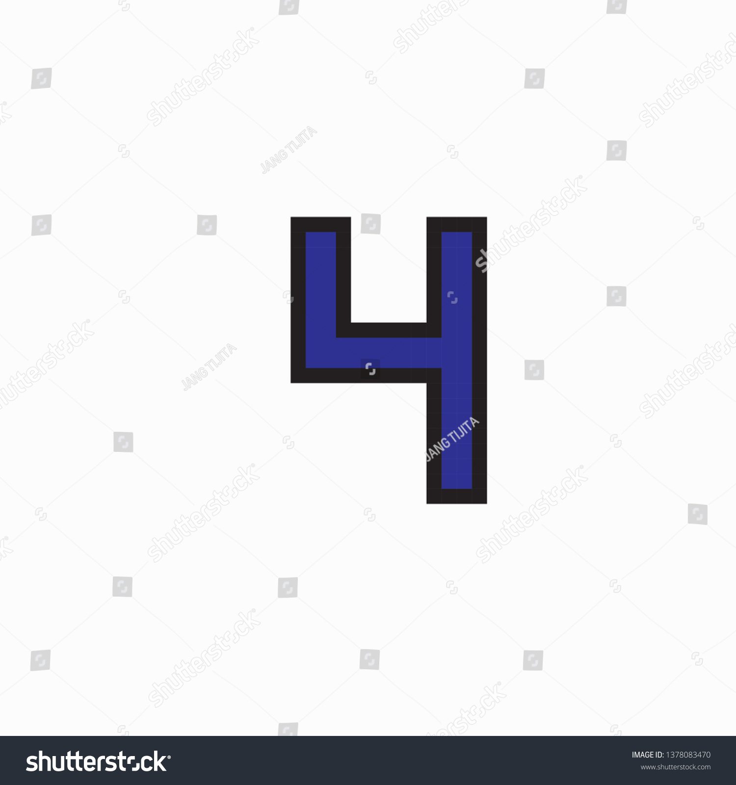 Pixel Art Numberfour Stock Vector (Royalty Free) 1378083470