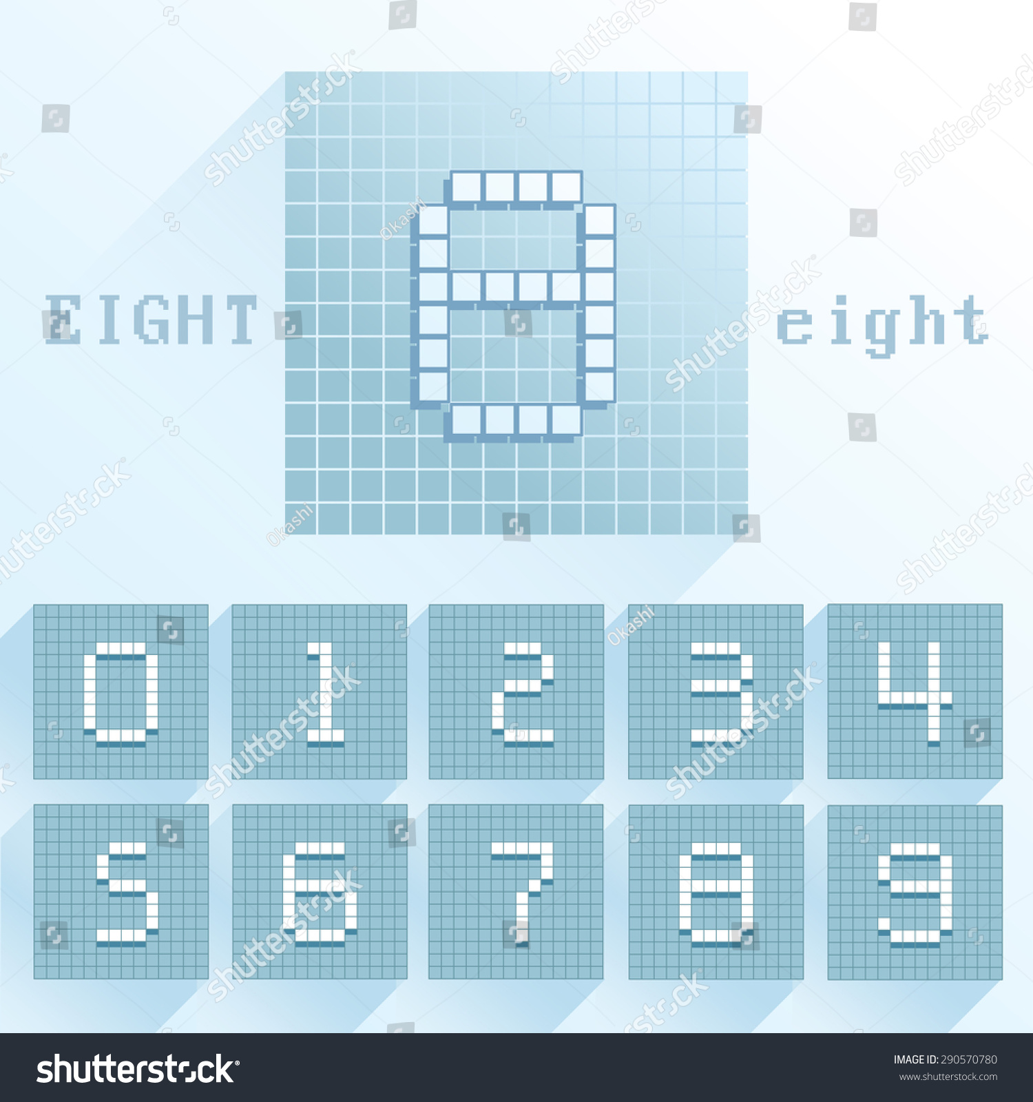 Pixel Art Numbers Vector Illustration 스톡 벡터(로열티 프리) 290570780 ...