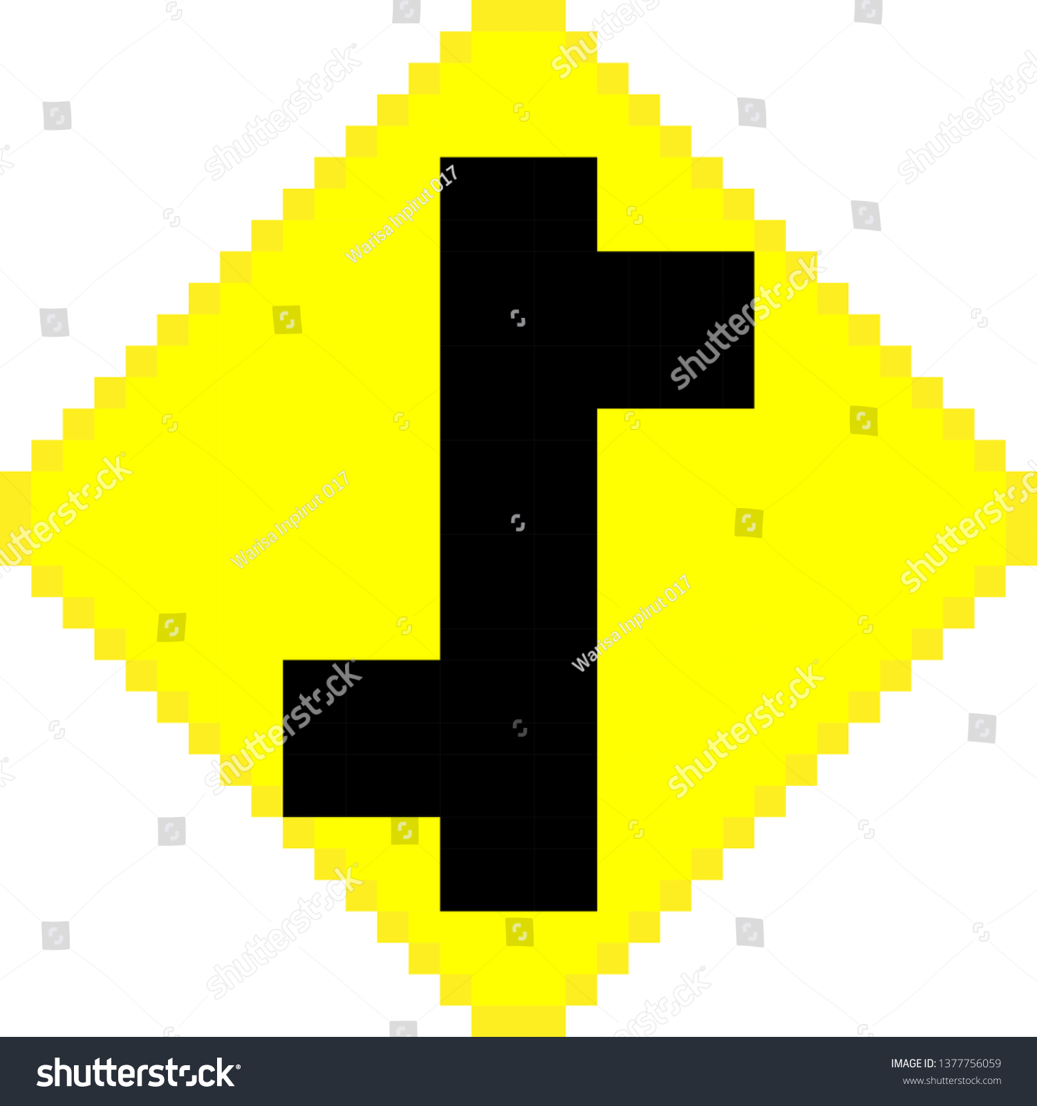 Pixel Art Offset Road Junction Stock Vector (Royalty Free) 1377756059