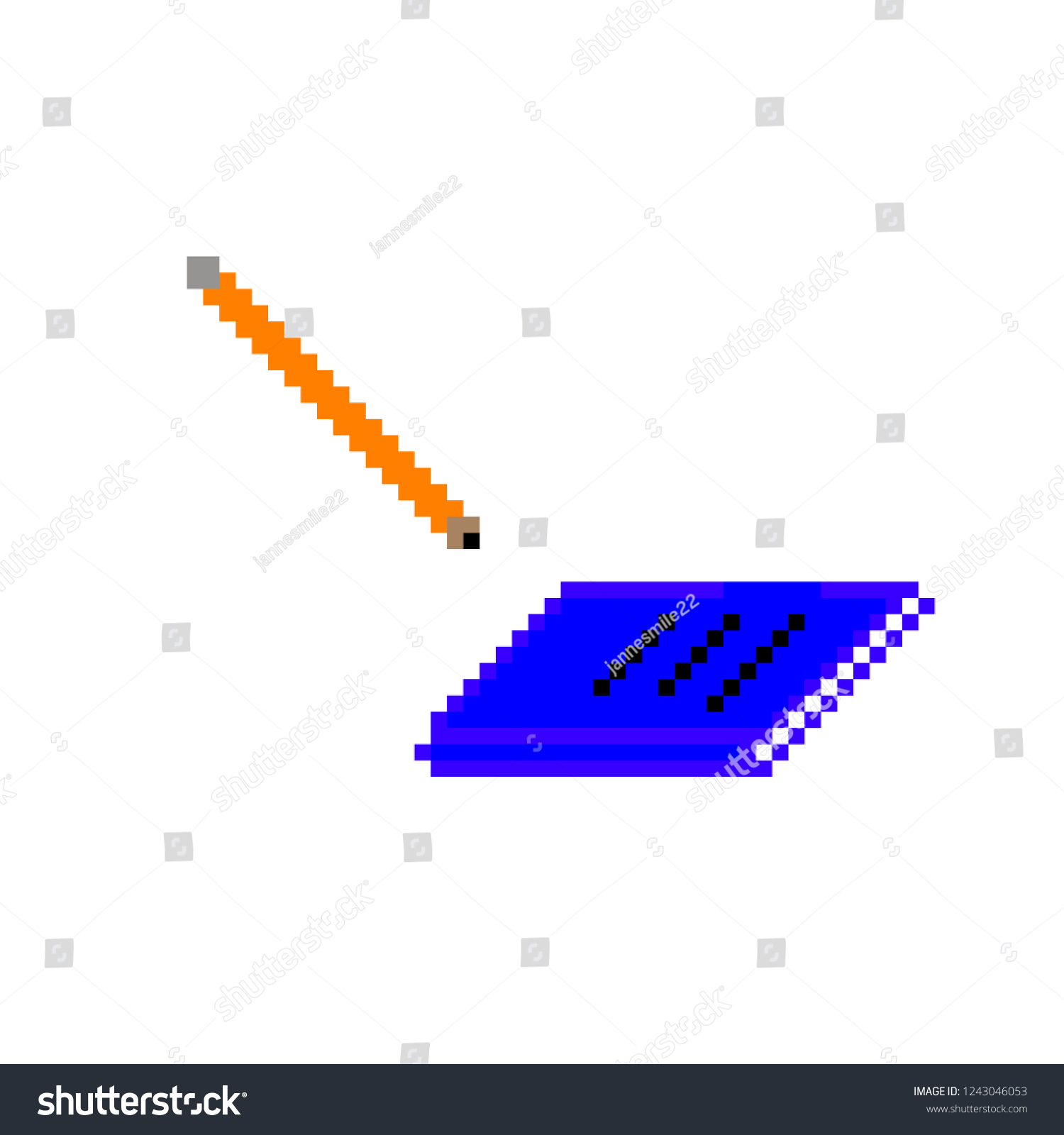Pixel Art Pencil Notebook: vector de stock (libre de regalías ...