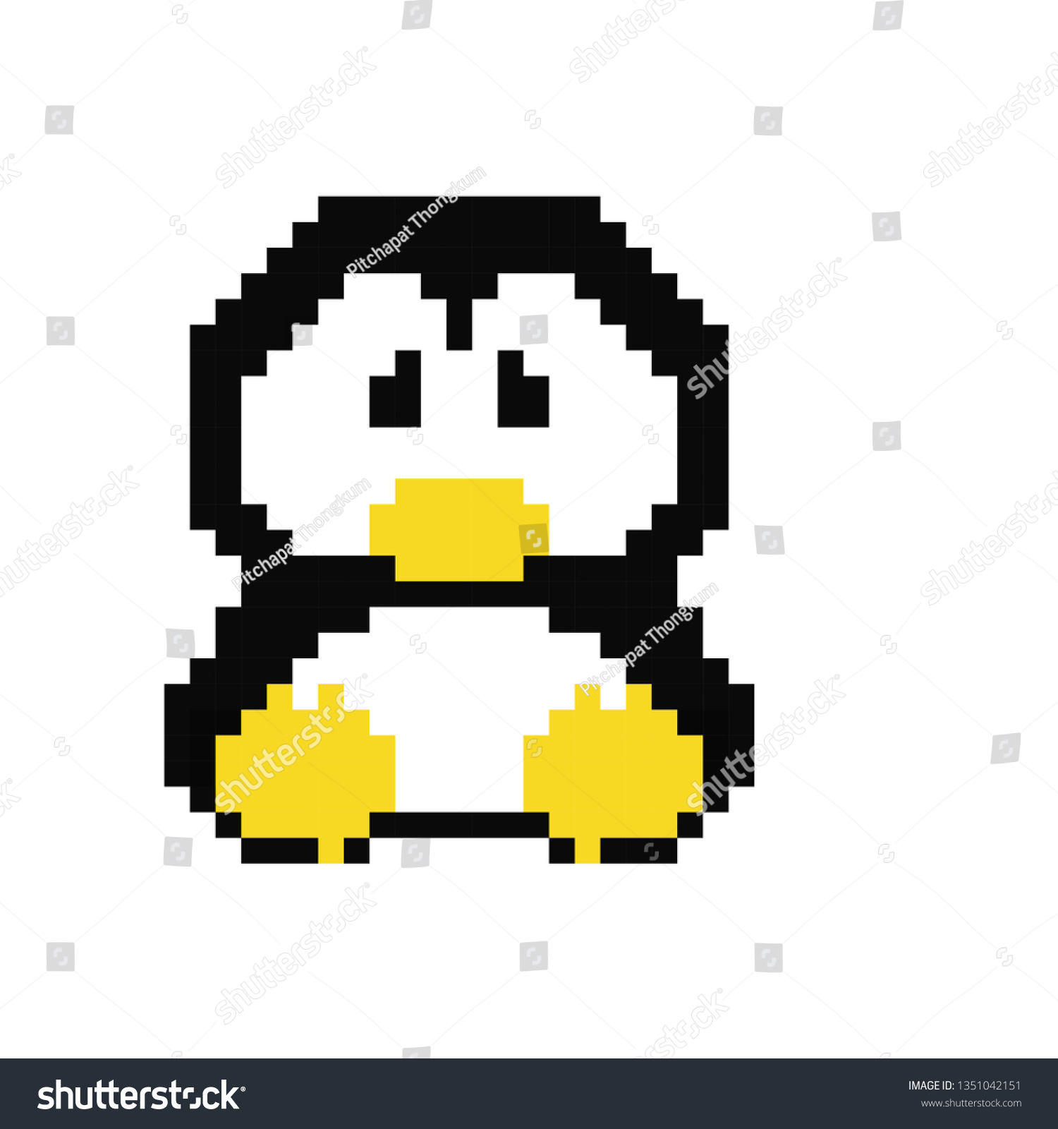 Pixel Art Penguin Stock Vector (Royalty Free) 1351042151