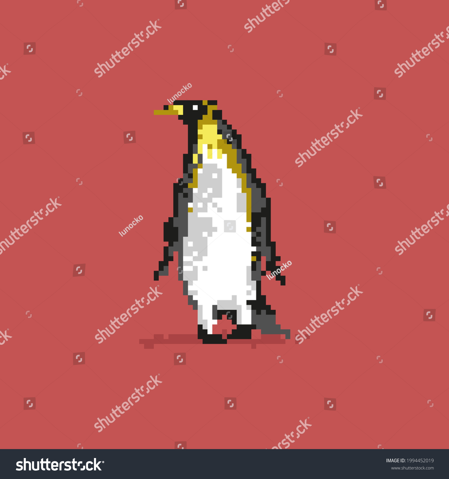 Pixel Art Penguin Isolated Pixelated Vector: เวกเตอร์สต็อก (ปลอดค่า ...