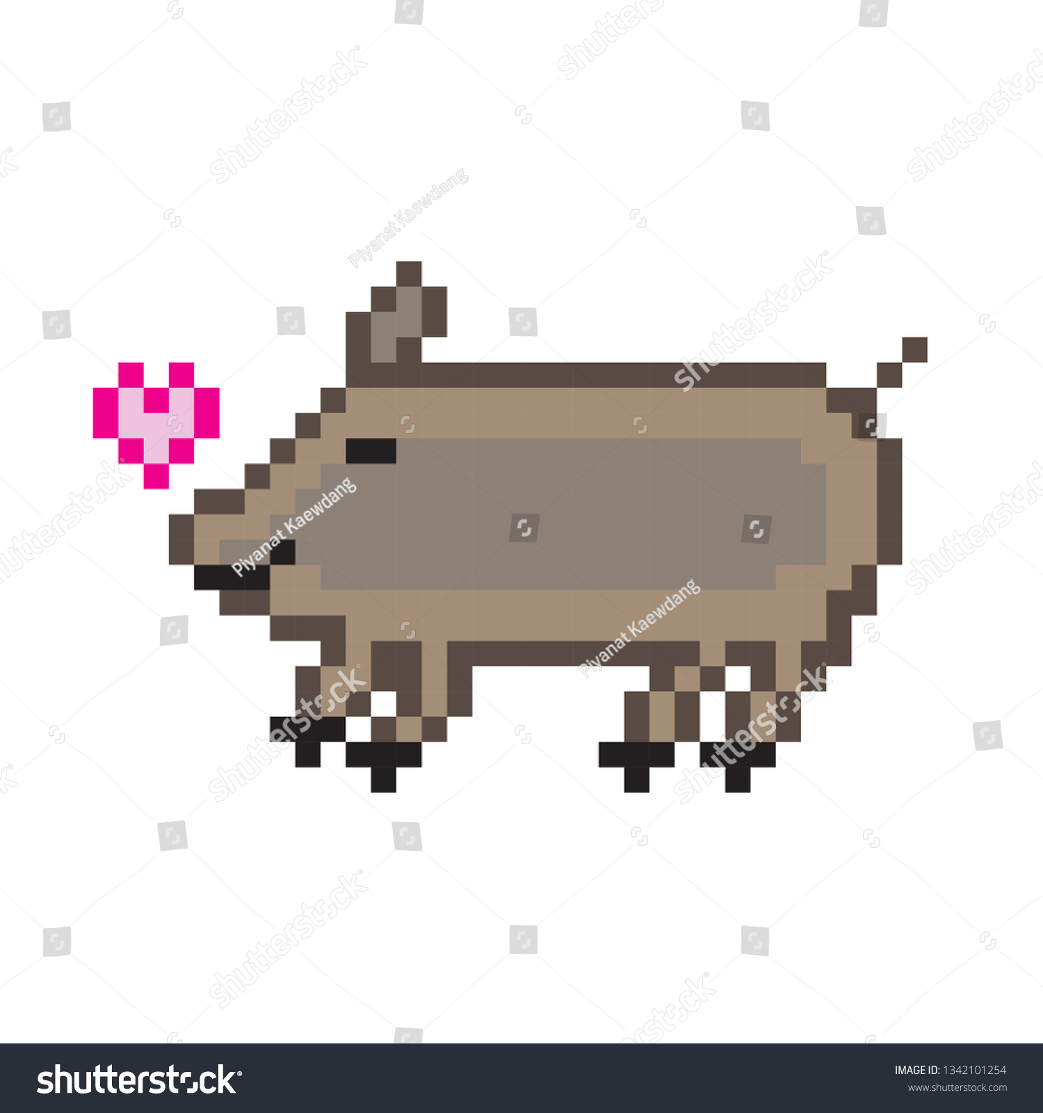 Pixel Art Pig Stock Vector (Royalty Free) 1342101254 | Shutterstock