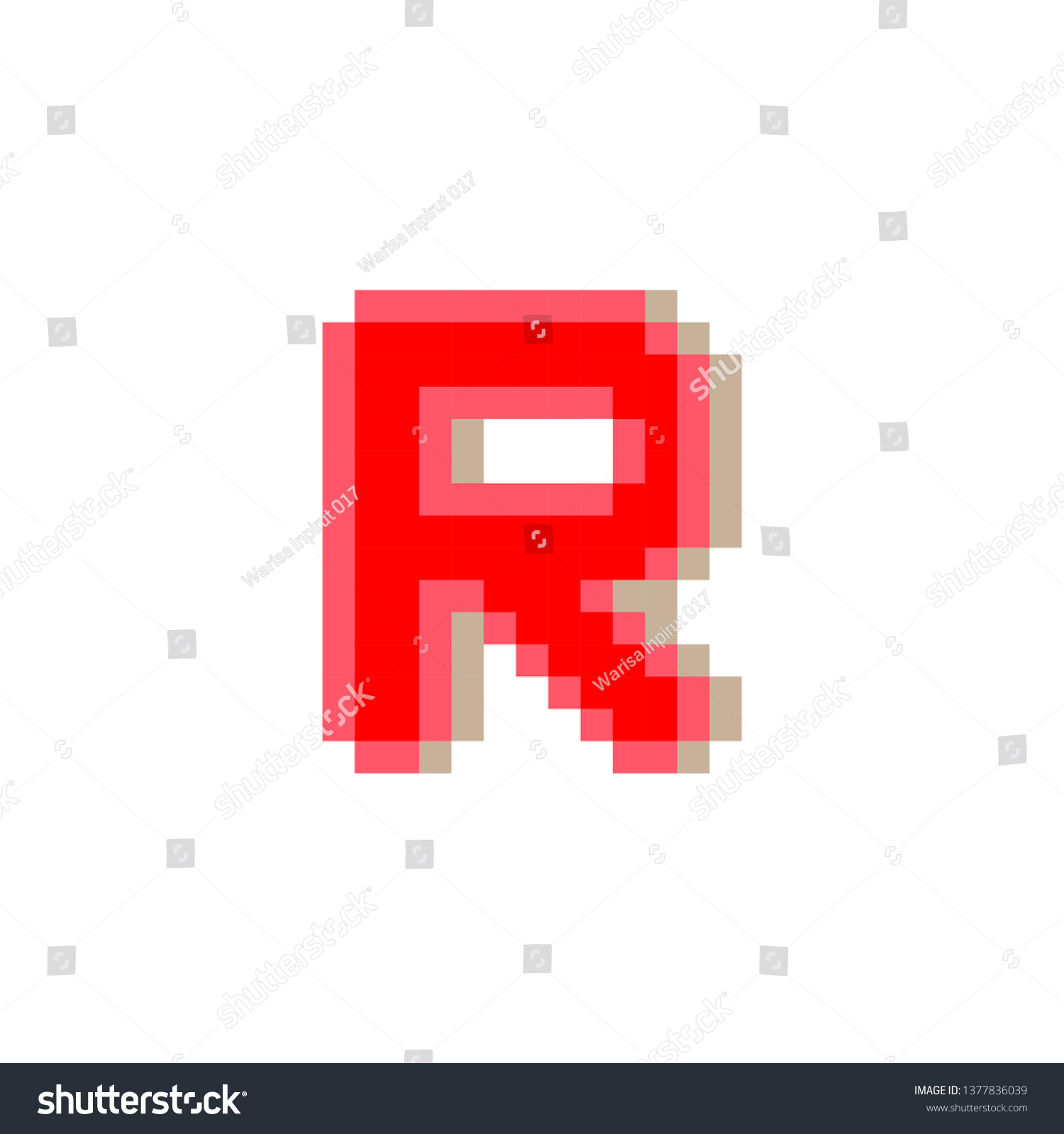 Pixel Art R Stock Vector (Royalty Free) 1377836039
