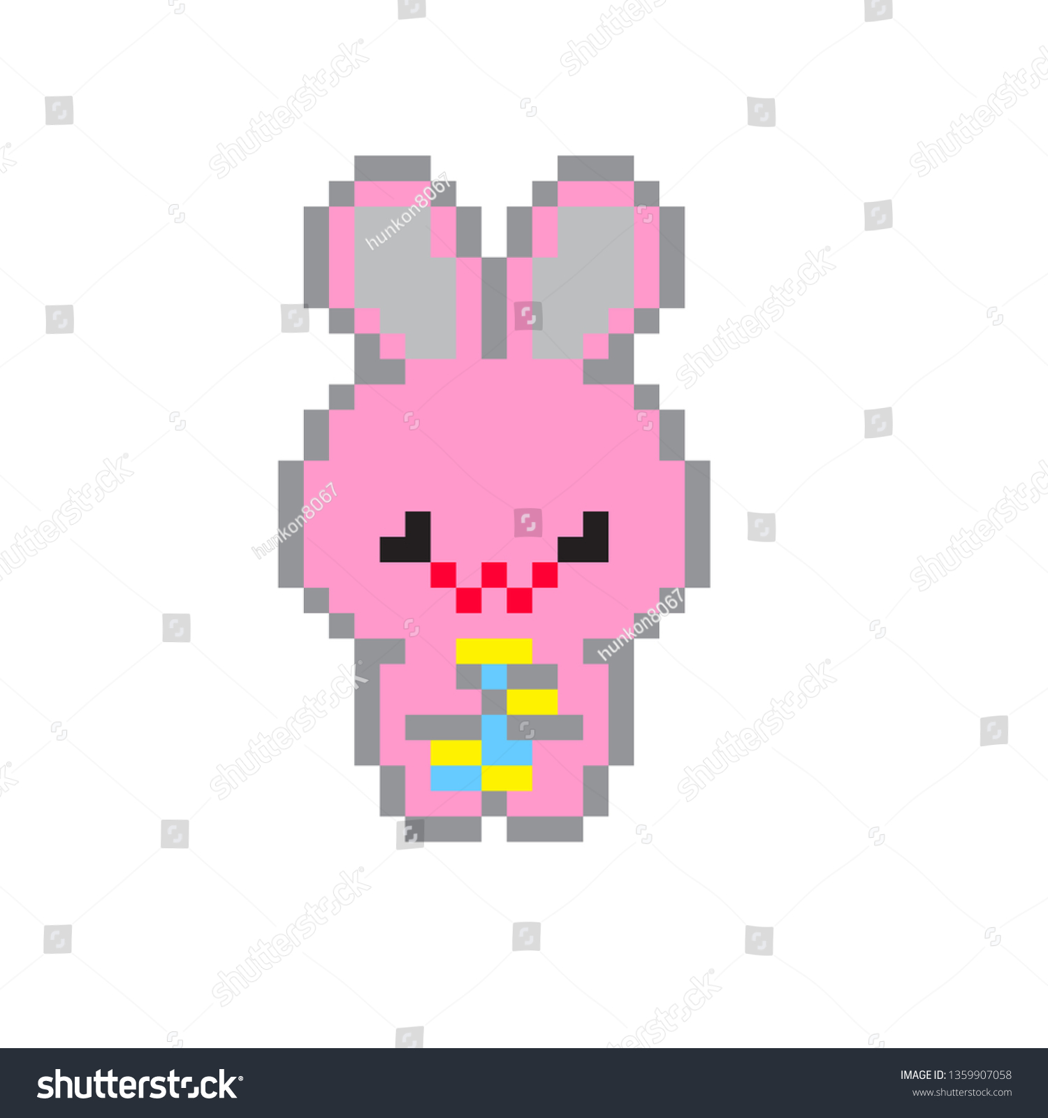 Pixel Art Rabbit: เวกเตอร์สต็อก (ปลอดค่าลิขสิทธิ์) 1359907058 ...