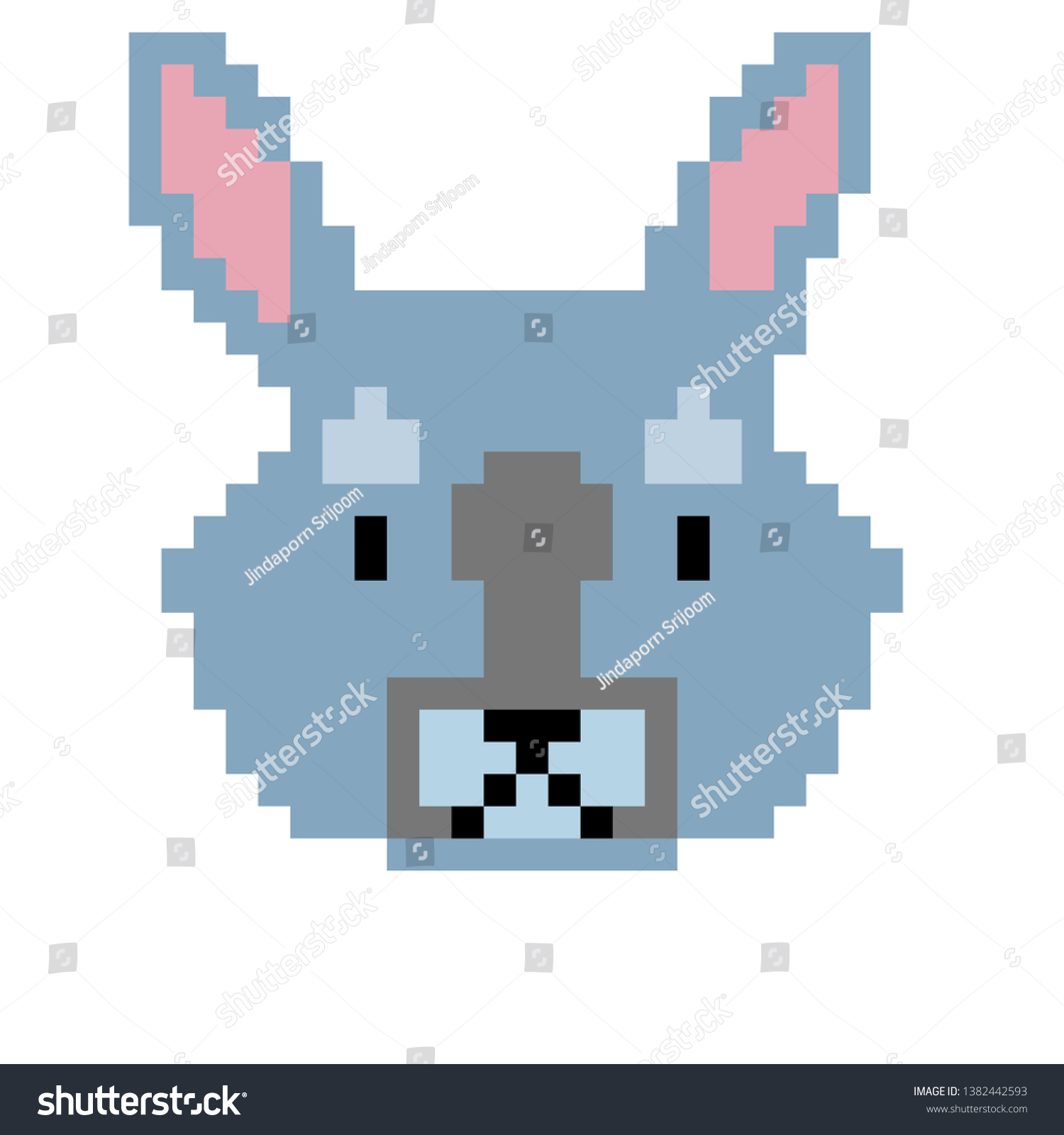 Pixel Art Rabbit Template Face Stock Vector (Royalty Free) 1382442593 ...