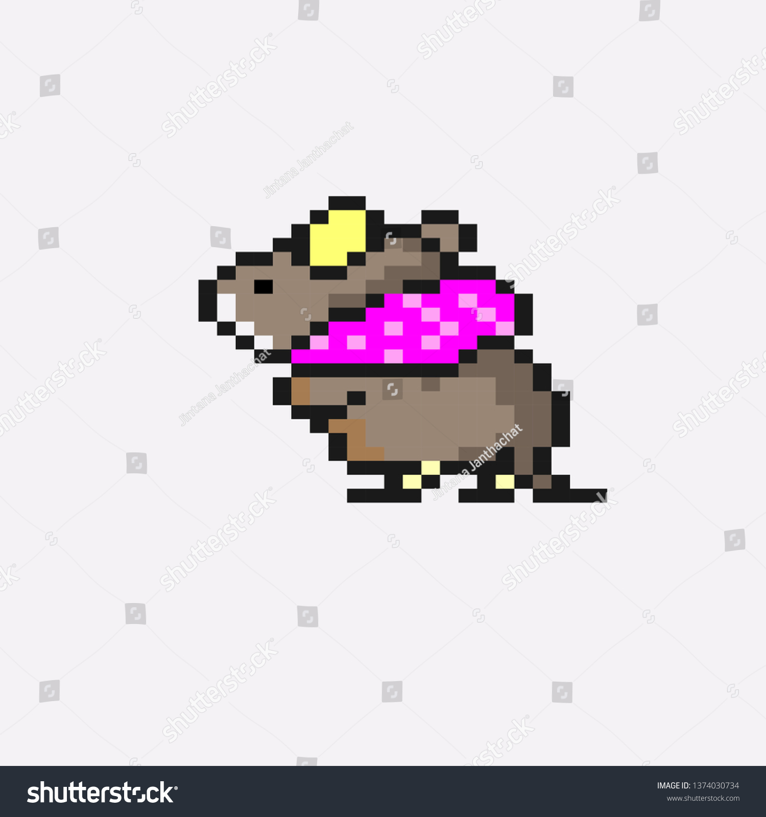Pixel Art Rat: vector de stock (libre de regalías) 1374030734 ...