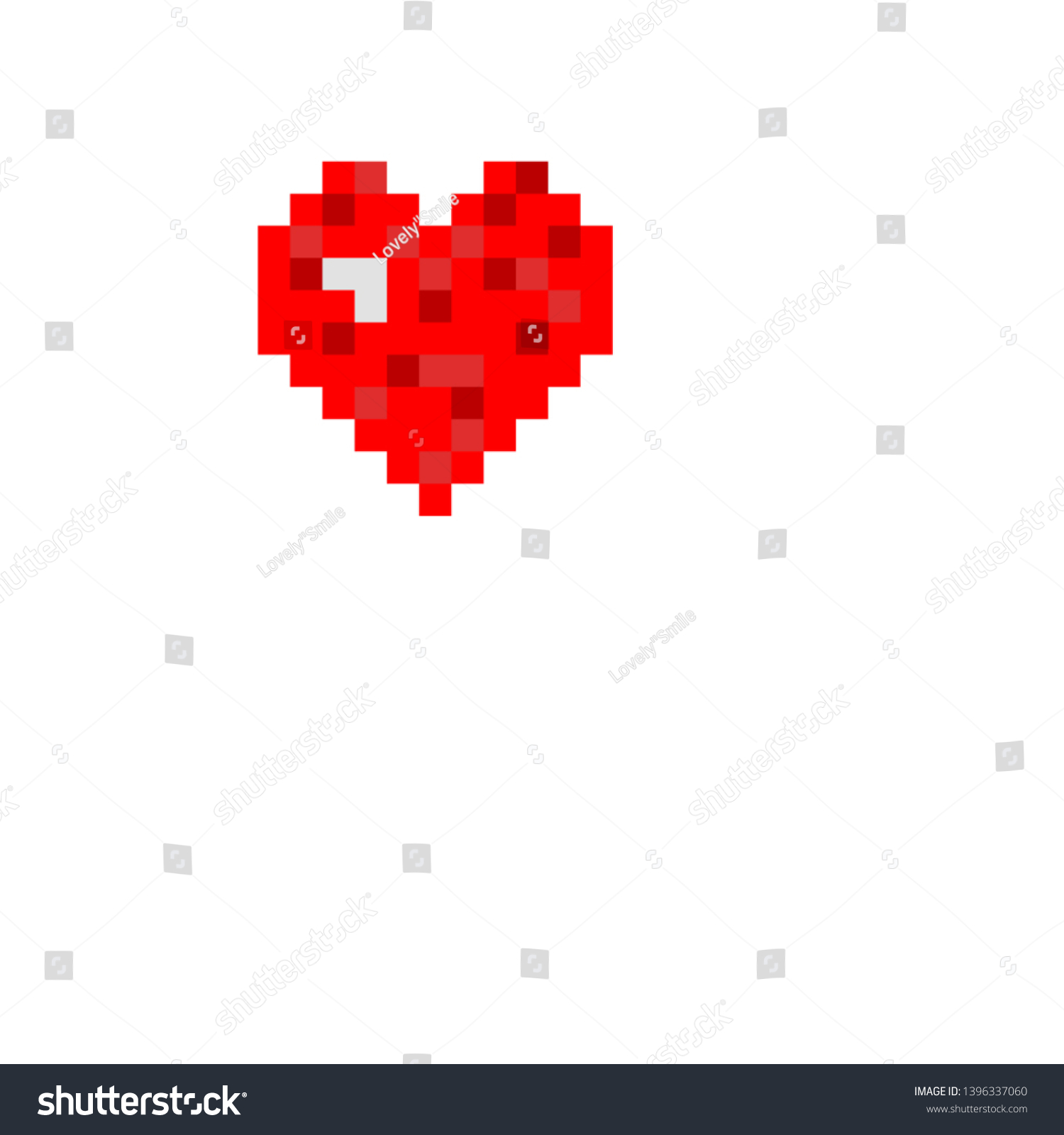 Pixel Art Red Heart One Stock Vector (Royalty Free) 1396337060
