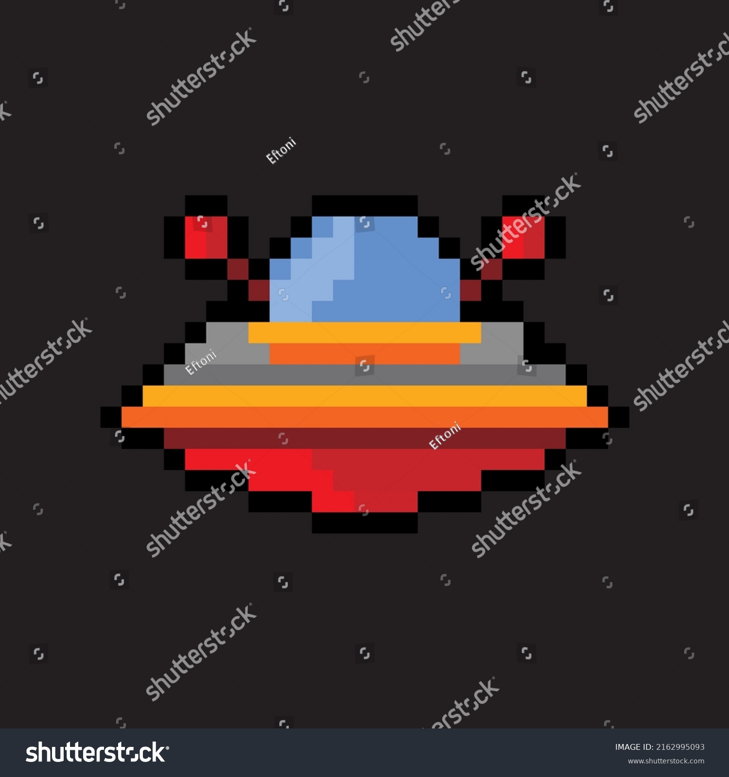 Pixel Art Red Orange Ufo Stock Vector (Royalty Free) 2162995093 ...