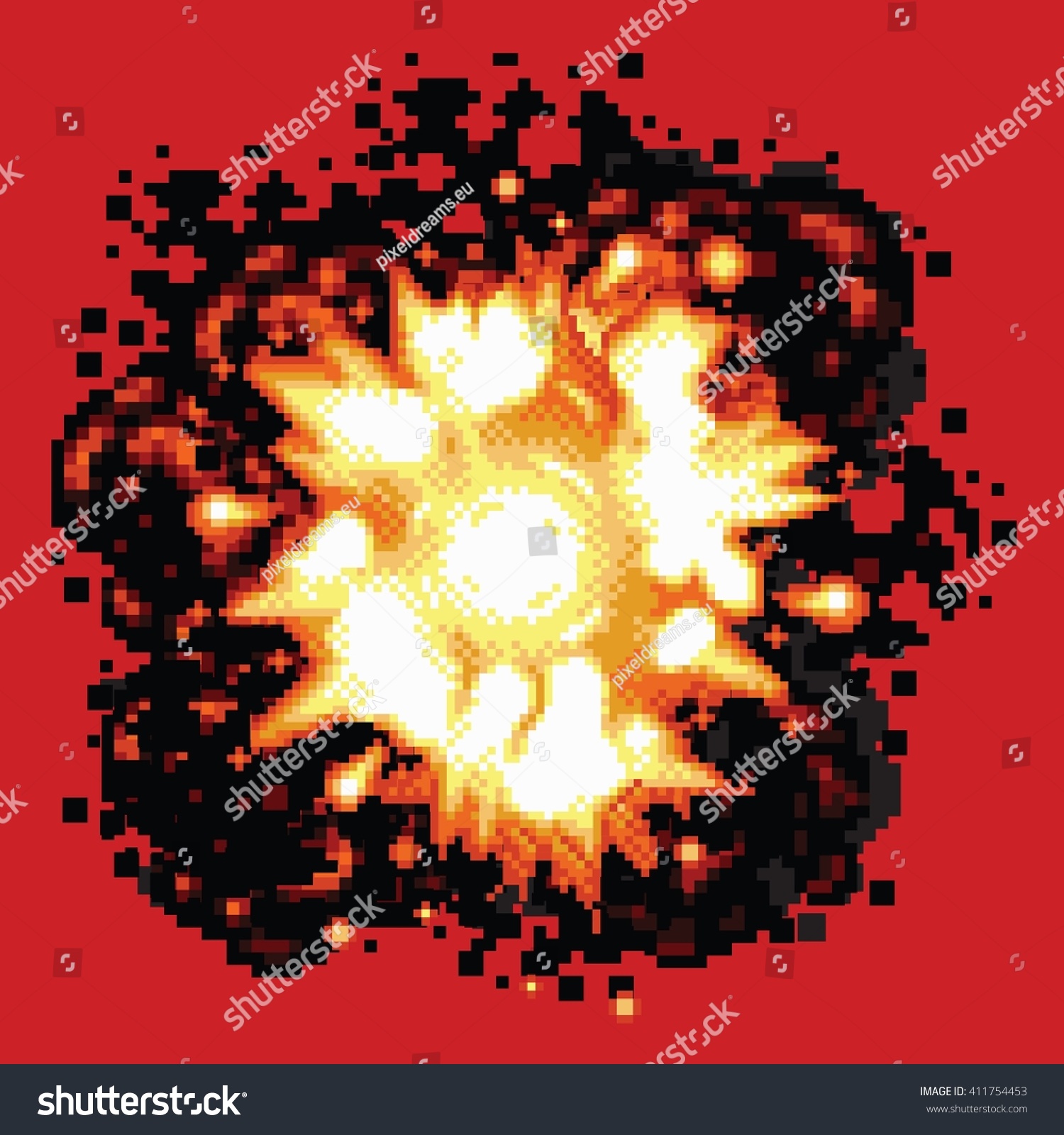 Pixel Art Retro Game Explosion Vector: vetor stock (livre de direitos ...
