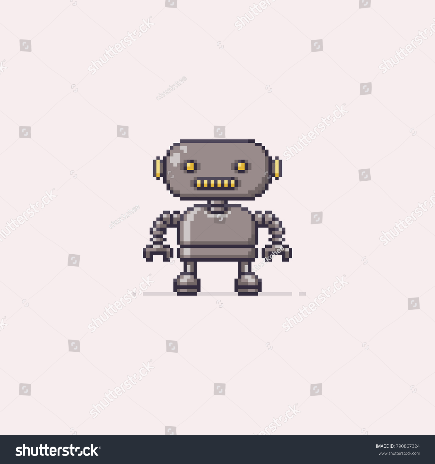 Pixel Art Robot Isolated On Light Stock Vector (Royalty Free) 790867324