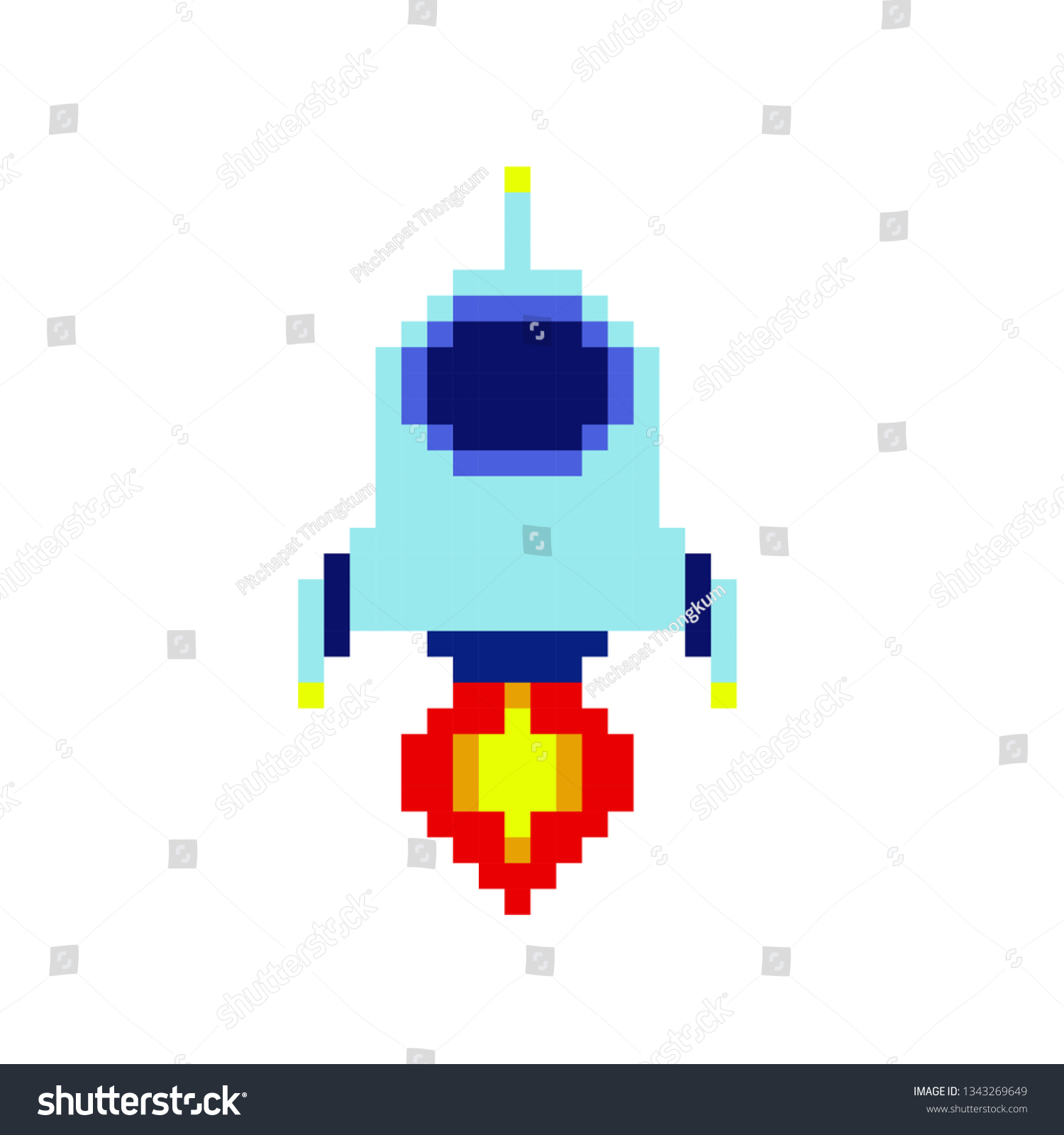 Pixel Art Rocket: เวกเตอร์สต็อก (ปลอดค่าลิขสิทธิ์) 1343269649