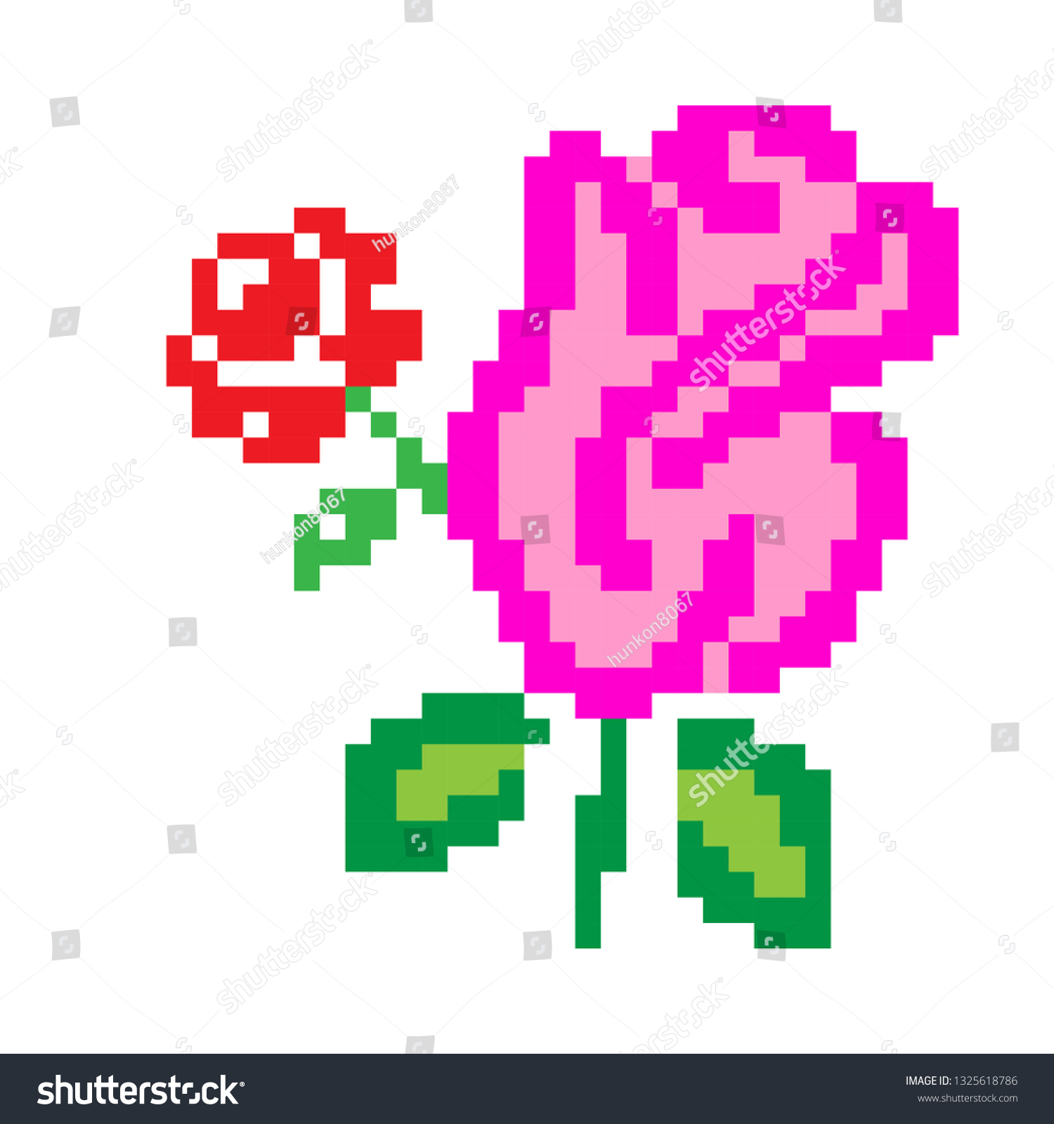 Pixel Art Rose: เวกเตอร์สต็อก (ปลอดค่าลิขสิทธิ์) 1325618786