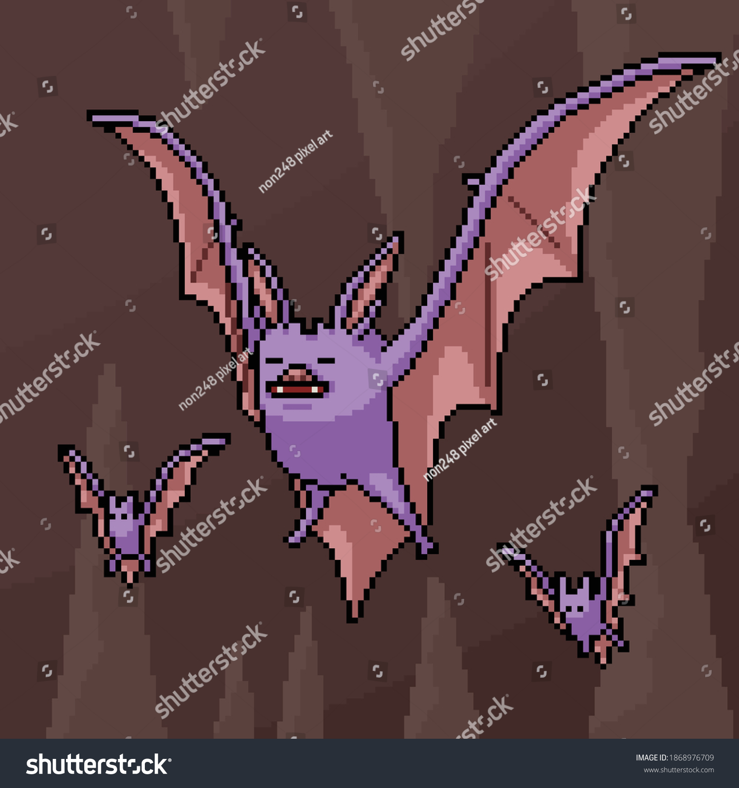 Pixel Art Scene Cave Bat Stock Vector (Royalty Free) 1868976709