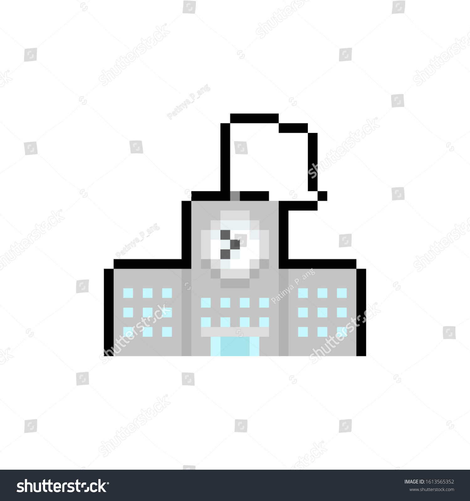 Pixel Art School Building Icon Stock Vector (Royalty Free) 1613565352