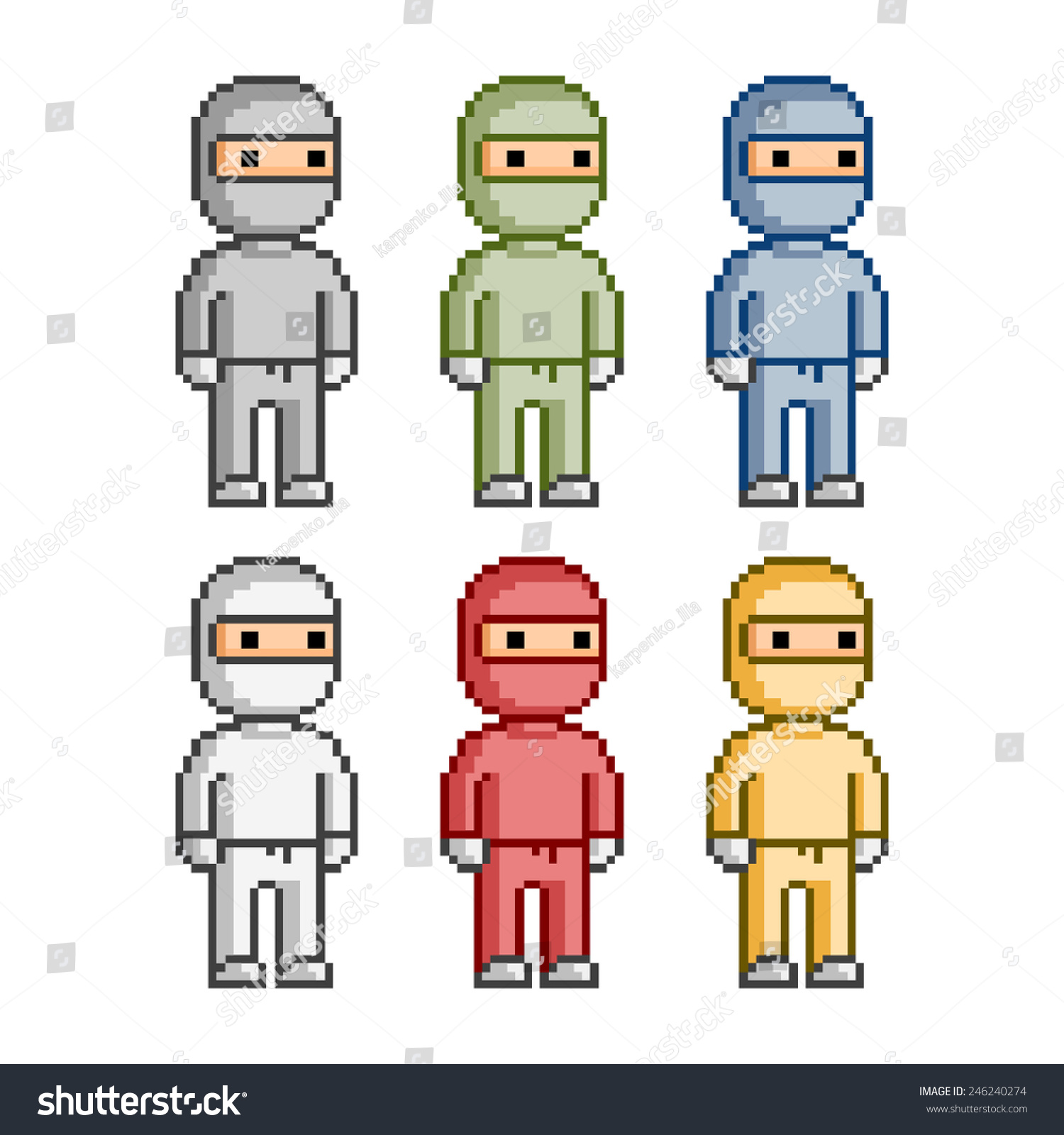 Pixel Art Set Ninja Stock Vector (Royalty Free) 246240274 | Shutterstock