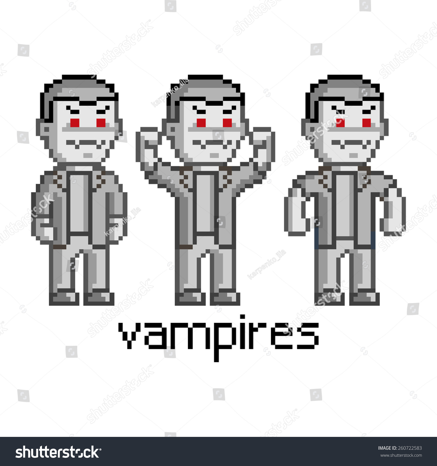 Pixel Art Set Vampires: vector de stock (libre de regalías) 260722583