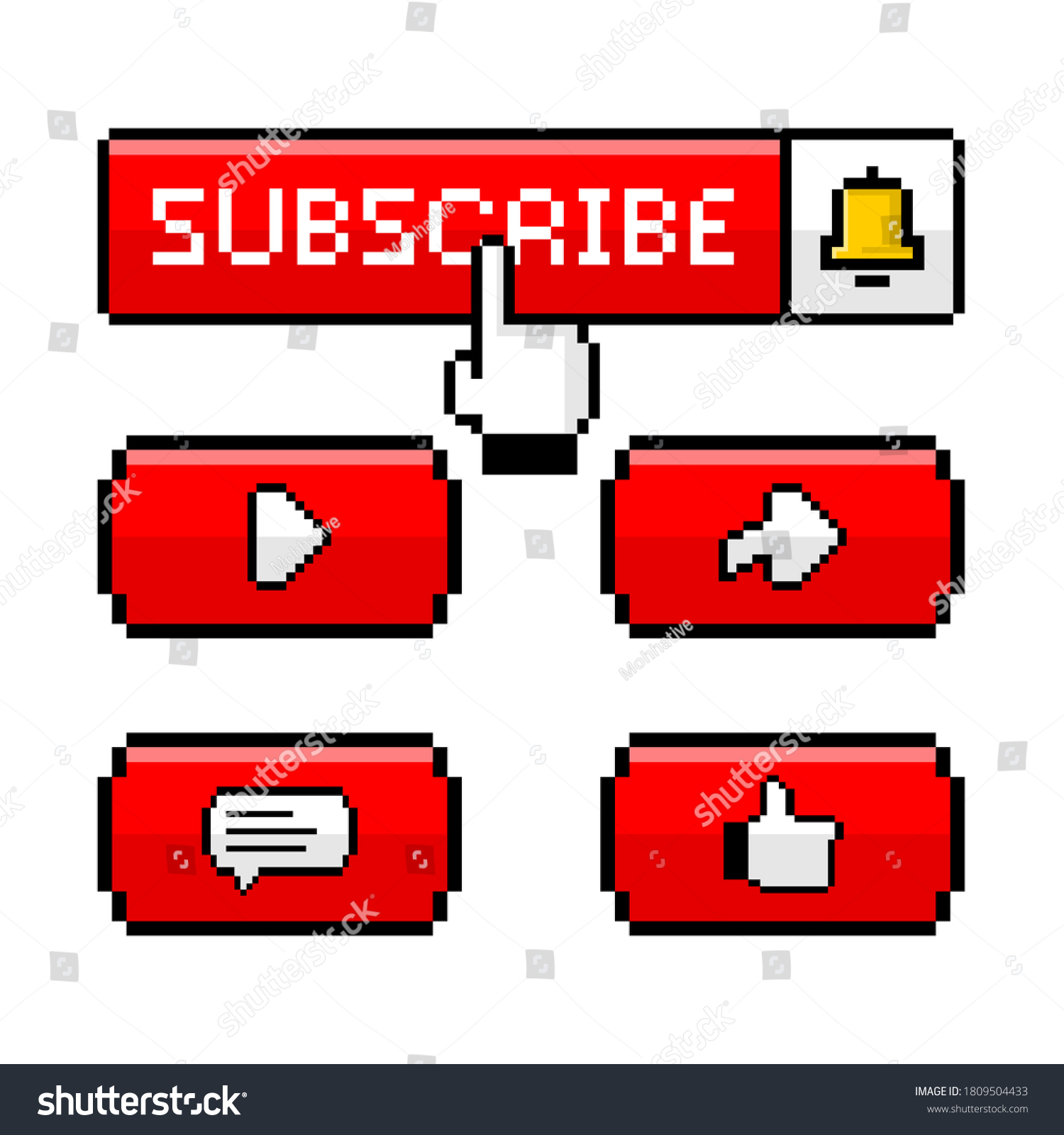 Stock vektor „Pixel Art Social Media Button Set“ (bez autorských ...